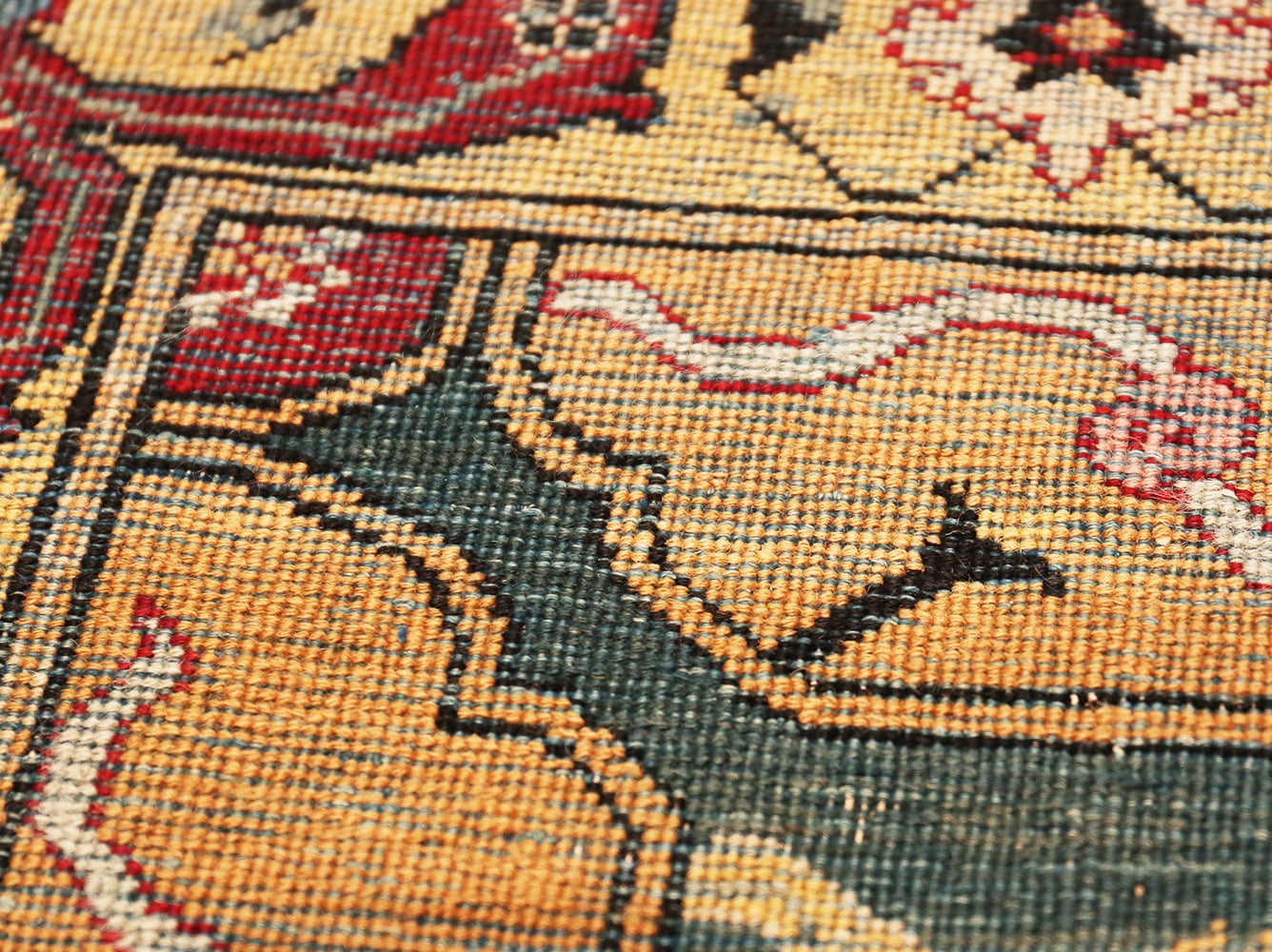 Large Red & Green Antique India Agra Rug 41269 Nazmiyal Rugs