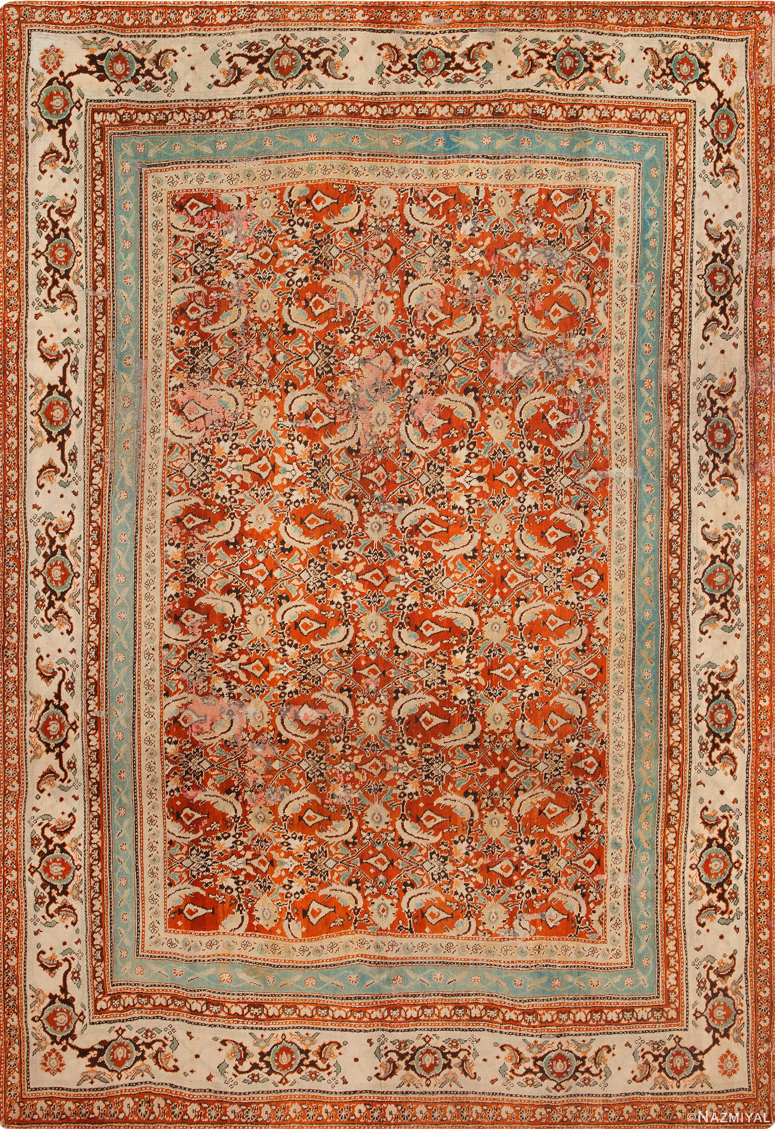 Antique Oriental Agra Carpet 43224 Nazmiyal Antique Rugs
