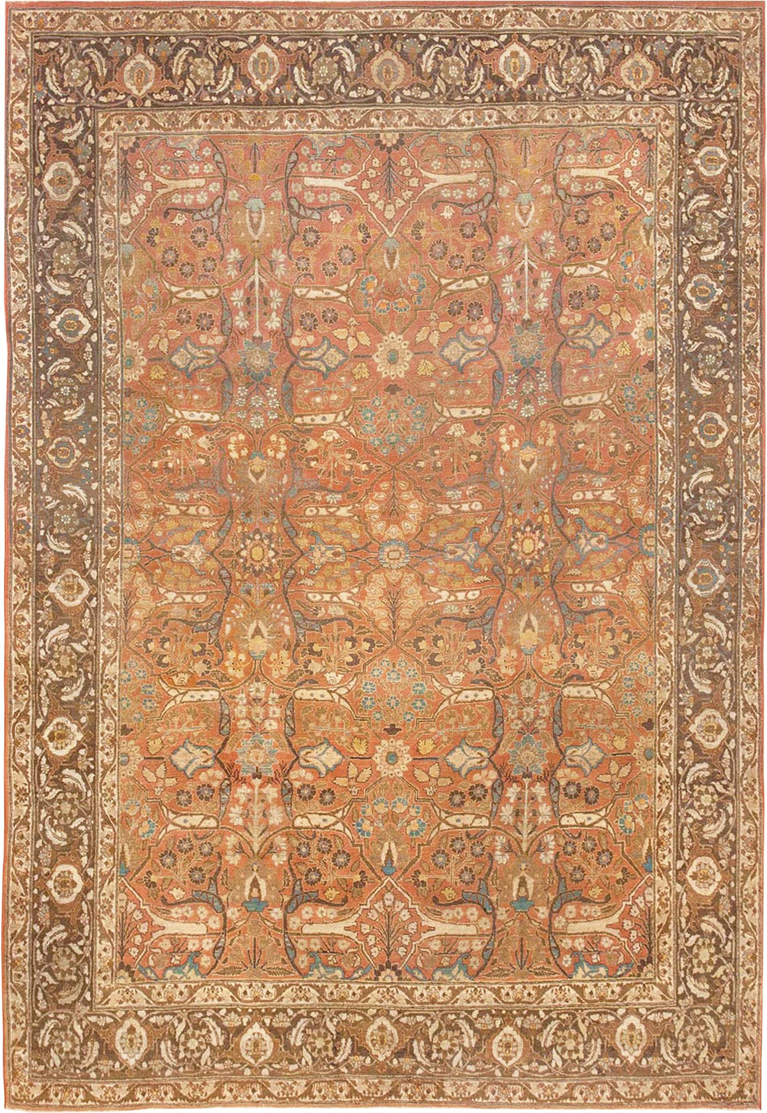 Timeworn Serenity – Vintage Persian Tabriz Rug in Ethereal Neutrals ...