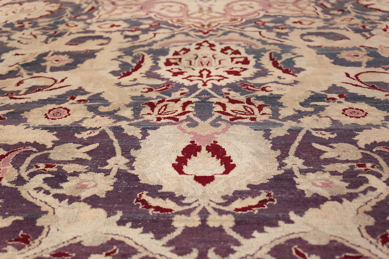 Oversized Purple Antique Indian Agra Rug 45976 Nazmiyal Antique Rugs