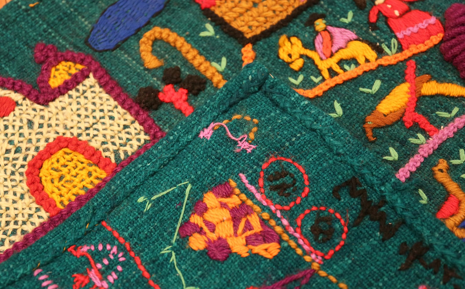 Vintage Colombian Arpillera Embroidery 46453 Nazmiyal Antique Rugs