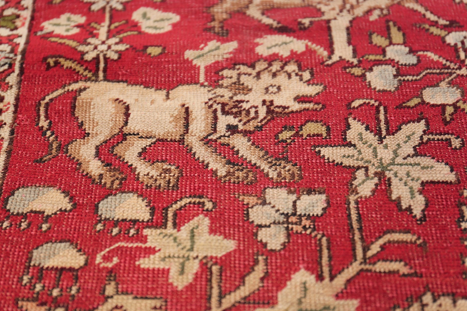Red Antique Turkish Keysari Animal Rug 47704 Nazmiyal Antique Rugs