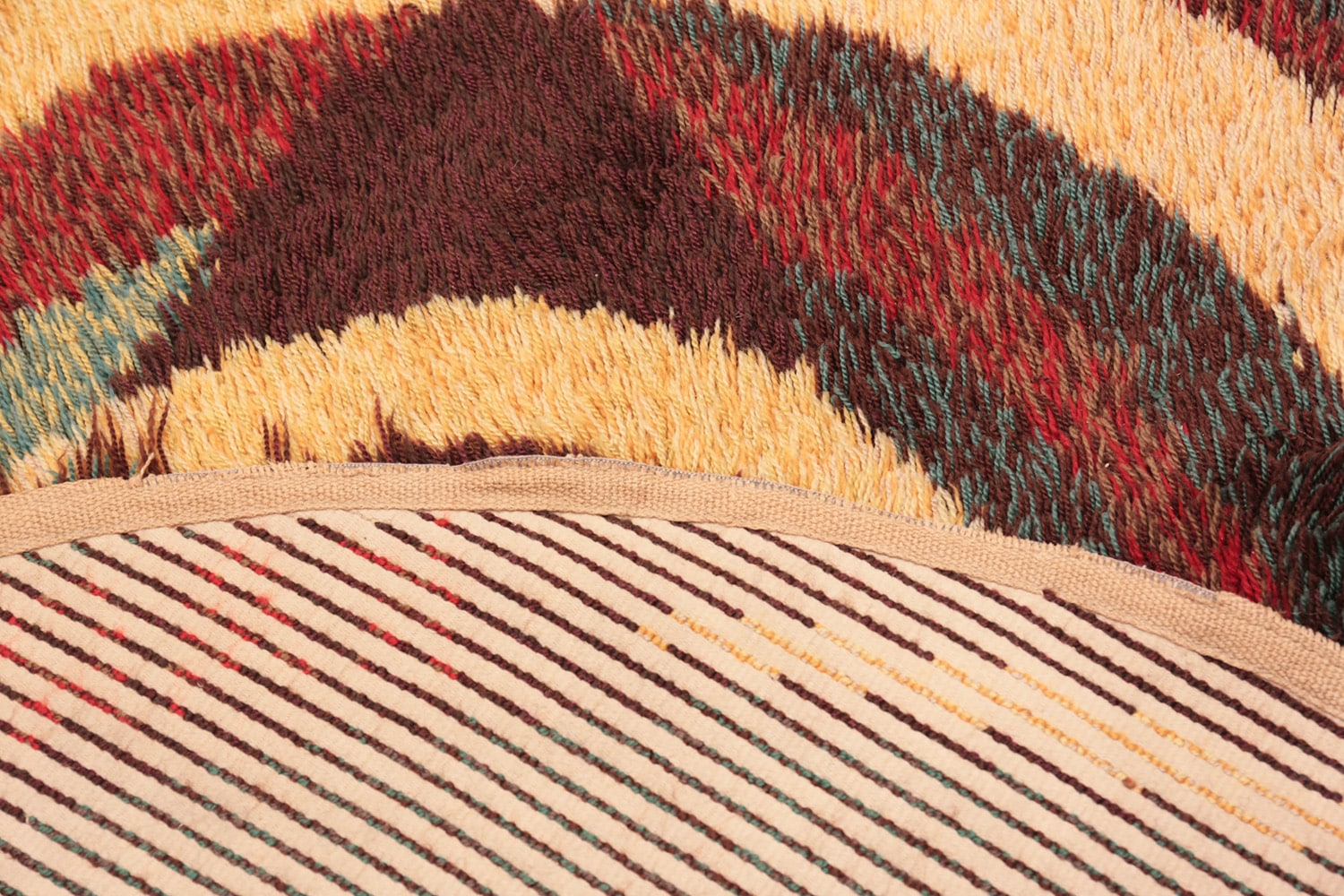 Vintage Round Swedish Shag Rya Rug 48193 Nazmiyal Antique Rugs