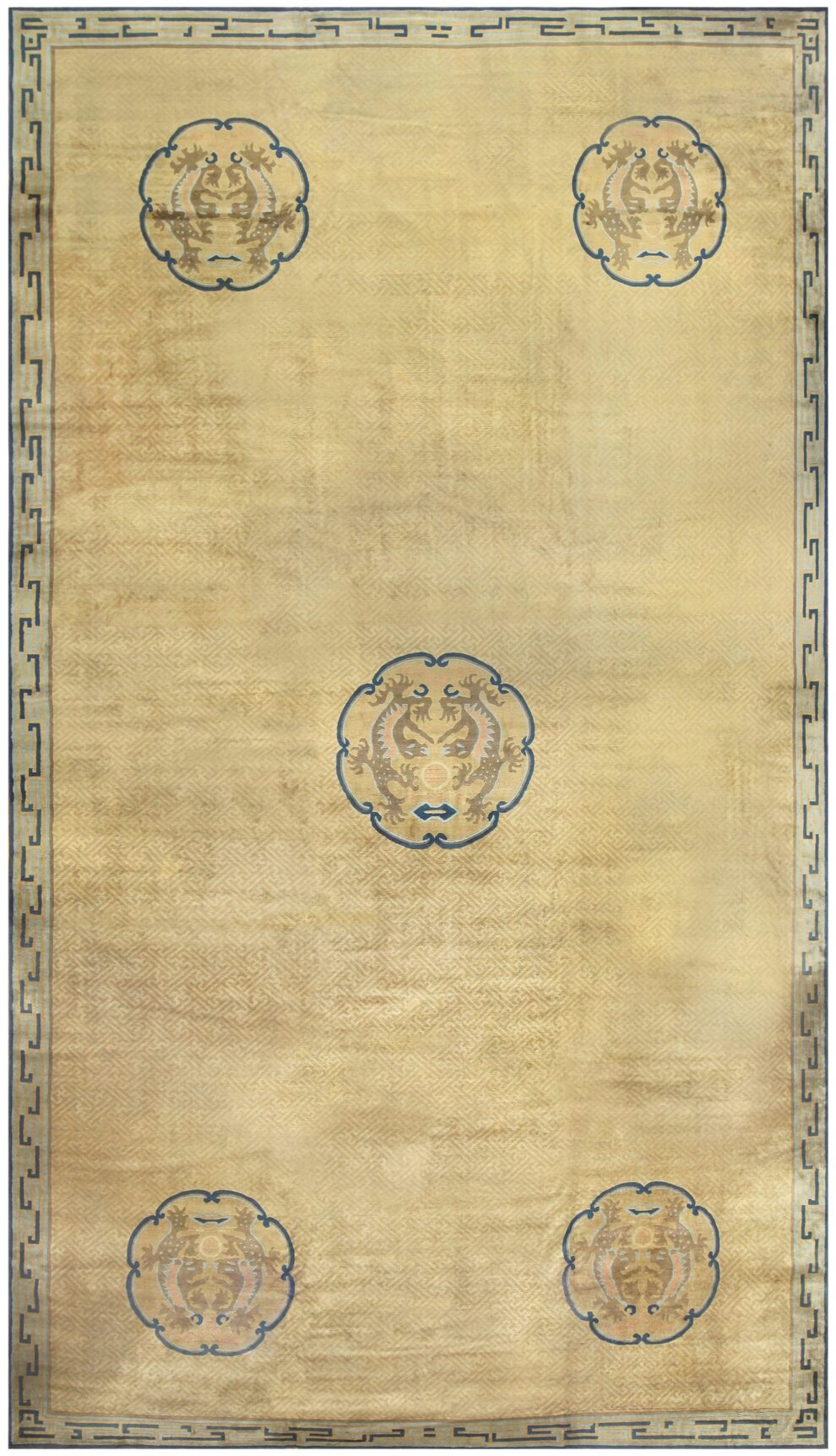 Oversized Antique Chinese Qing Dynasty Dragon Rug 73122