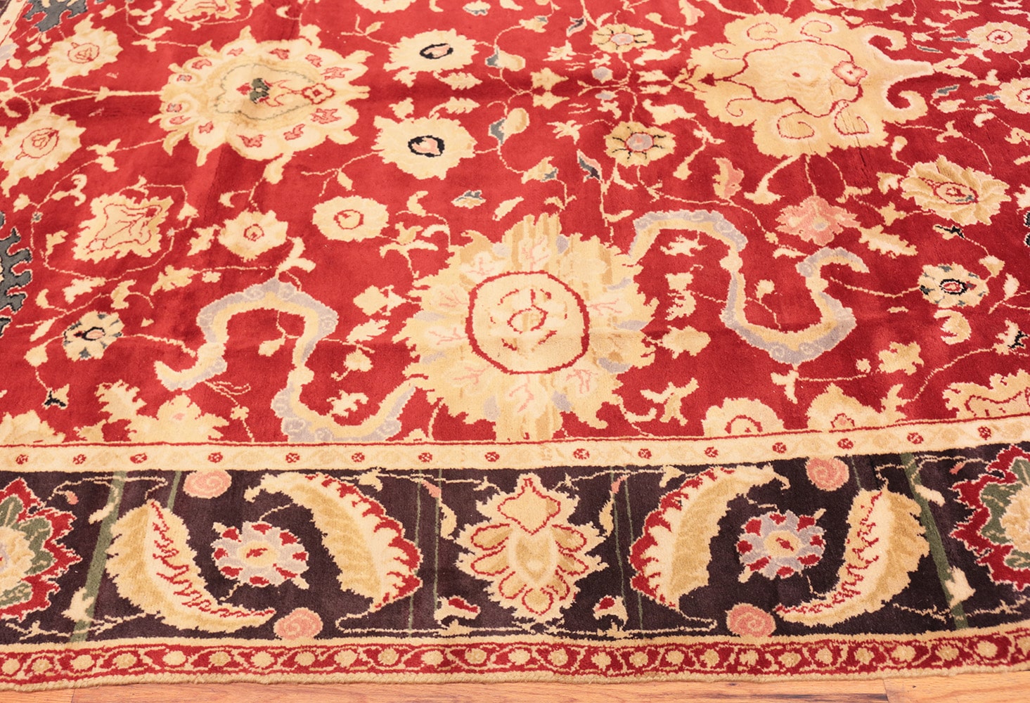 Vintage Rich Red Indian Agra Rug 48756 Nazmiyal Antique Rugs