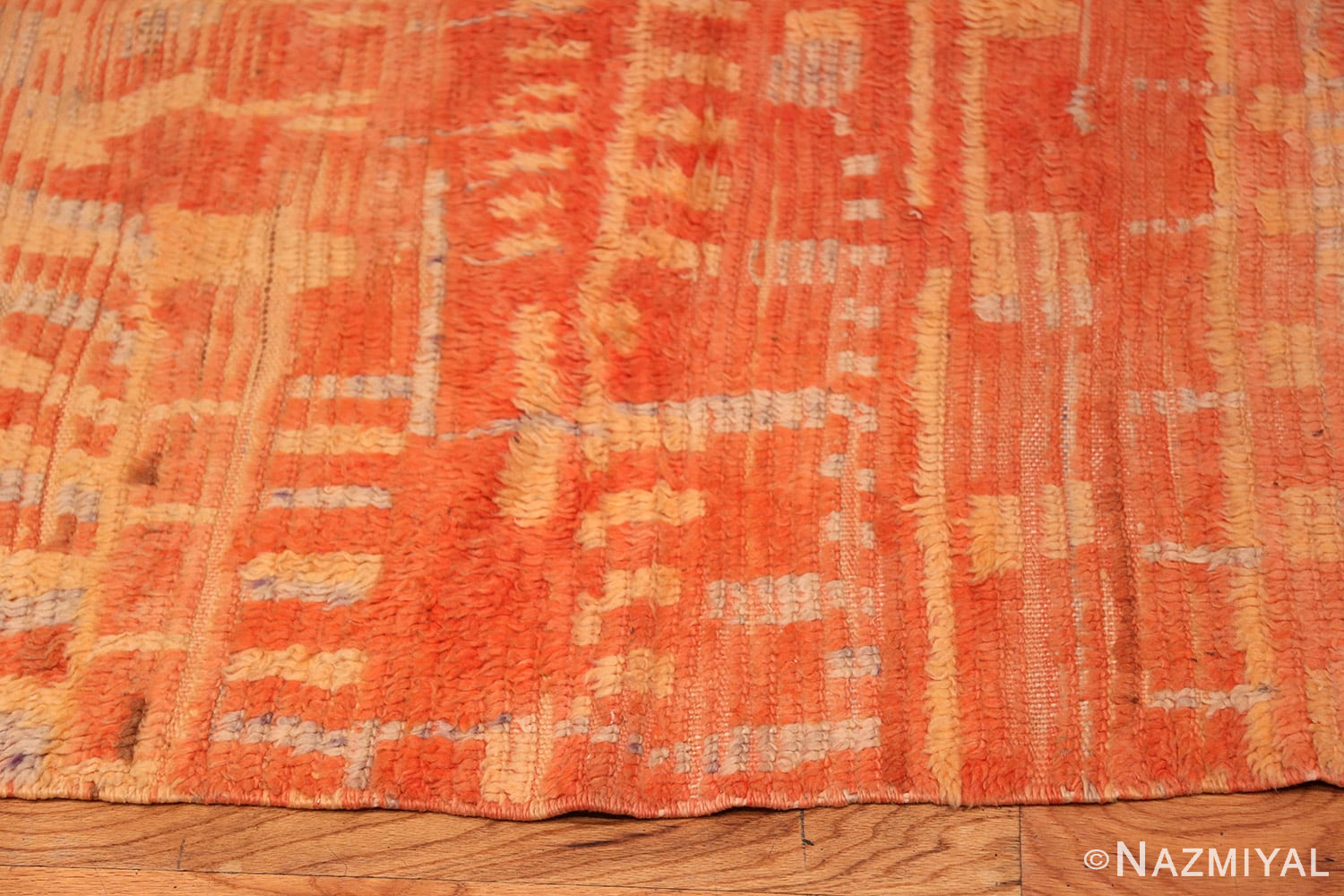 Burnt Orange Shaggy Vintage Moroccan Berber Rug 48950 Nazmiyal