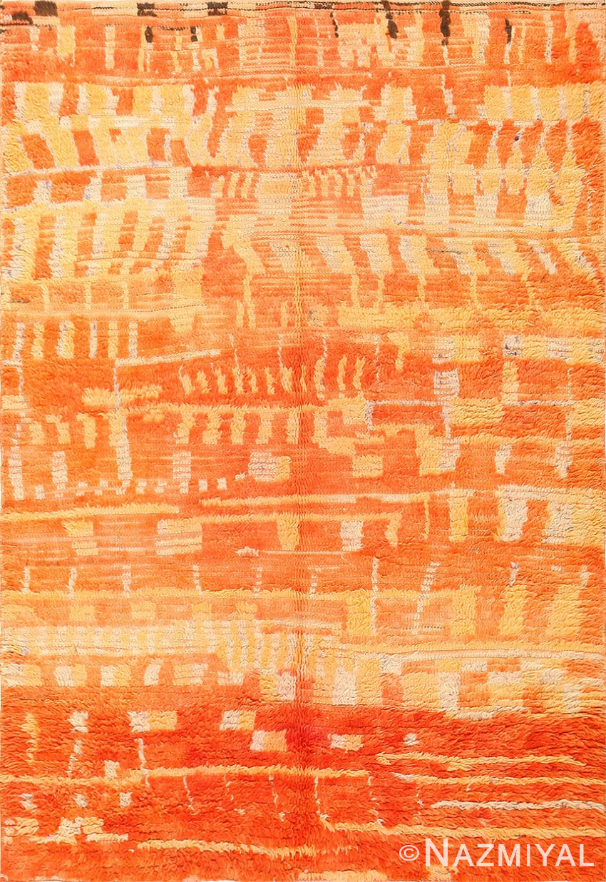 Burnt Orange Shaggy Vintage Moroccan Berber Rug 48950 Nazmiyal