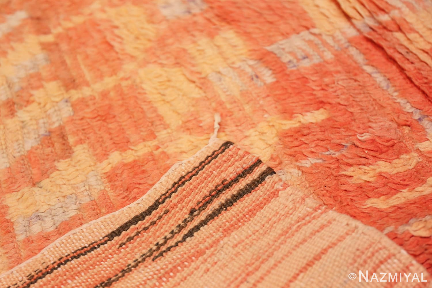 Burnt Orange Shaggy Vintage Moroccan Berber Rug 48950 Nazmiyal