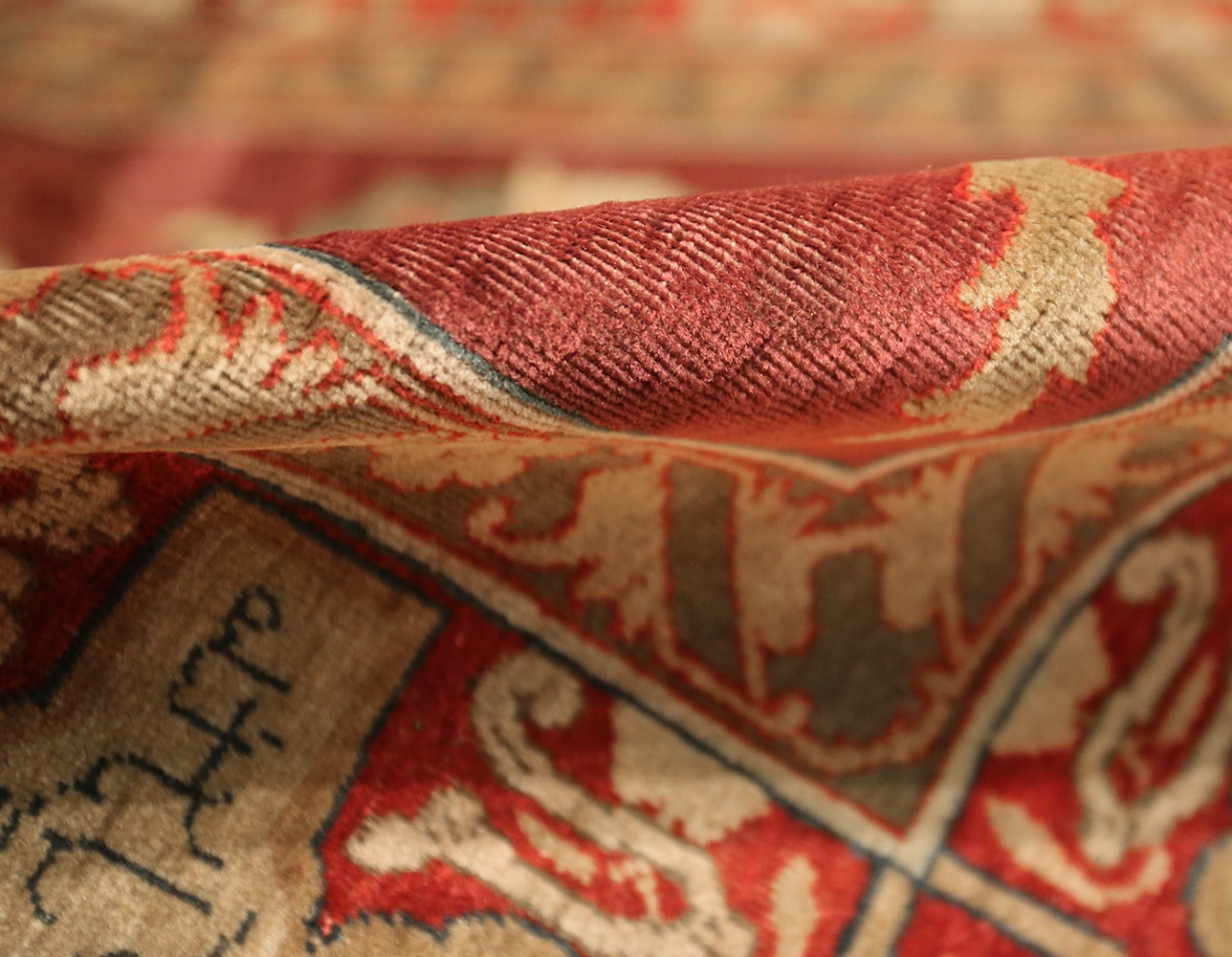 Red Antique Indian Agra Rug 50694 by Nazmiyal Antique Rugs