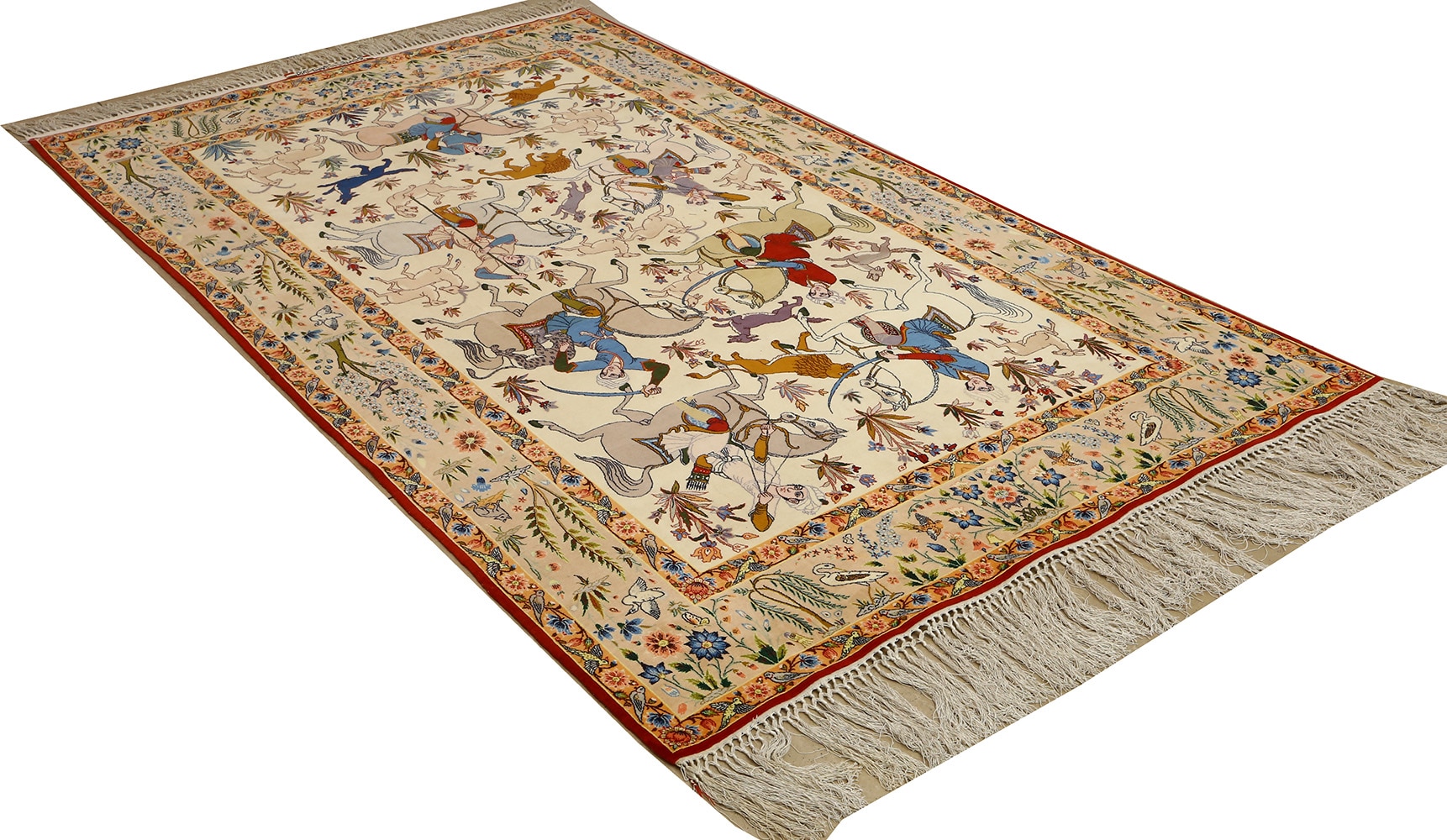 Vintage Persian Hunting Scene Isfahan Rug 51169 Nazmiyal Antique Rugs