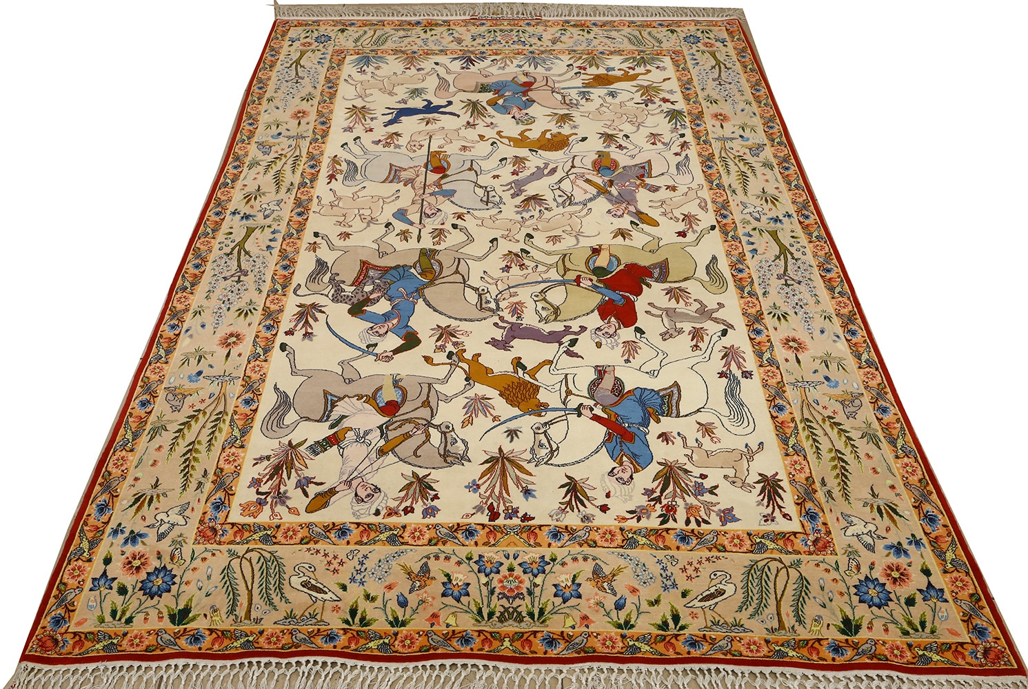 Vintage Persian Hunting Scene Isfahan Rug 51169 Nazmiyal Antique Rugs