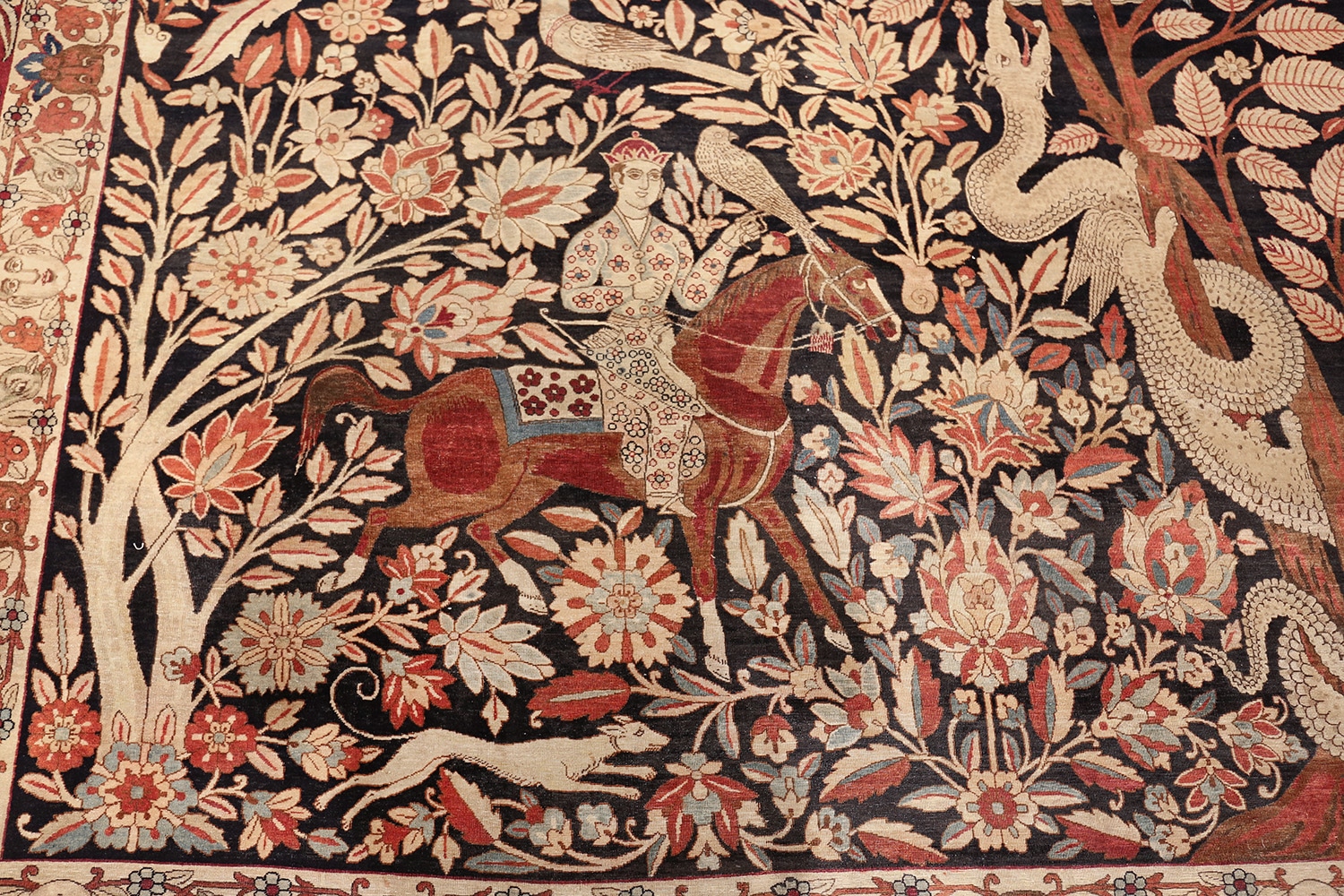 Oversized Antique Persian Hunting Scene Kerman Rug 48796 Nazmiyal