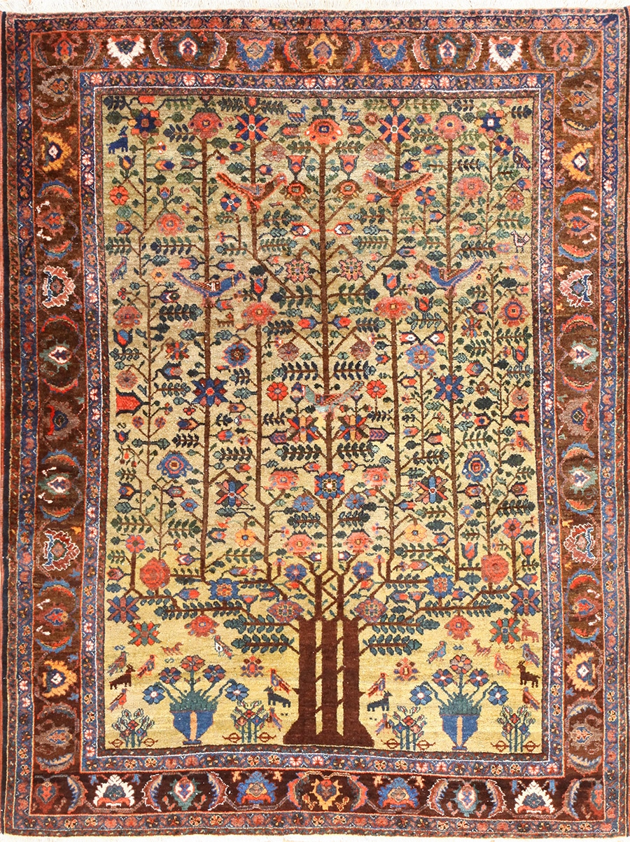 Small Antique Tabriz Persian Tree of Life Rug 48616 Nazmiyal Rugs