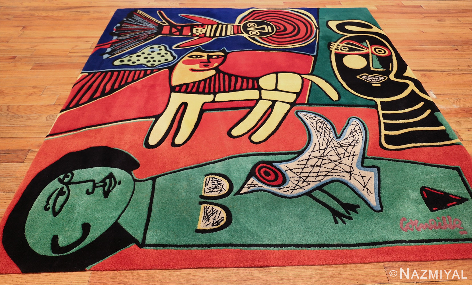 Square Vintage Tapestry Rug by Corneille 49544 Nazmiyal
