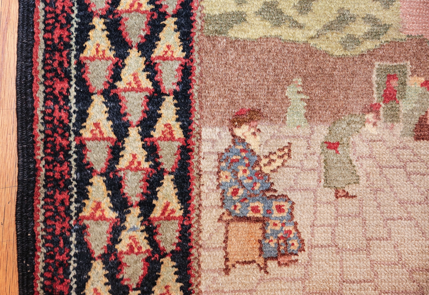 Small Pictorial Antique Israeli Marbediah Rug 49589 Nazmiyal Rugs