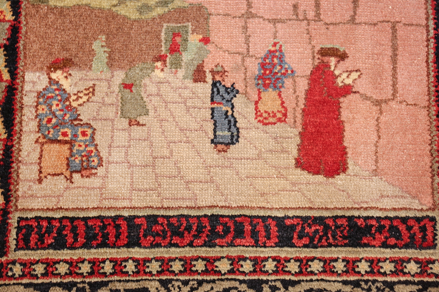 Small Pictorial Antique Israeli Marbediah Rug 49589 Nazmiyal Rugs