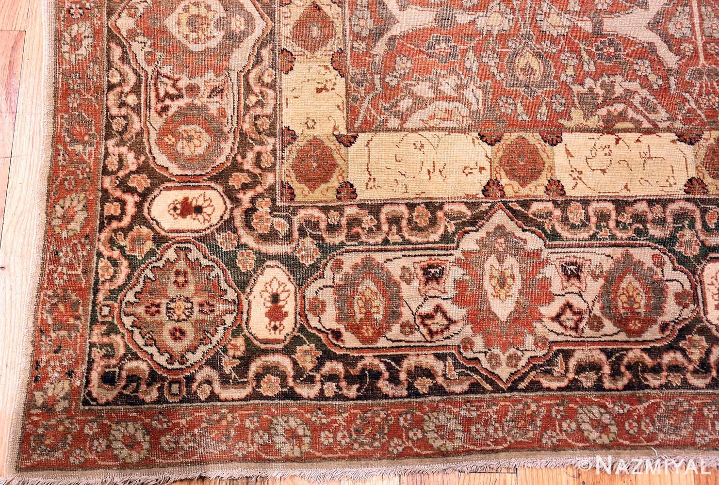 Room Size Rust Color Antique Persian Tabriz Rug 49951 Nazmiyal