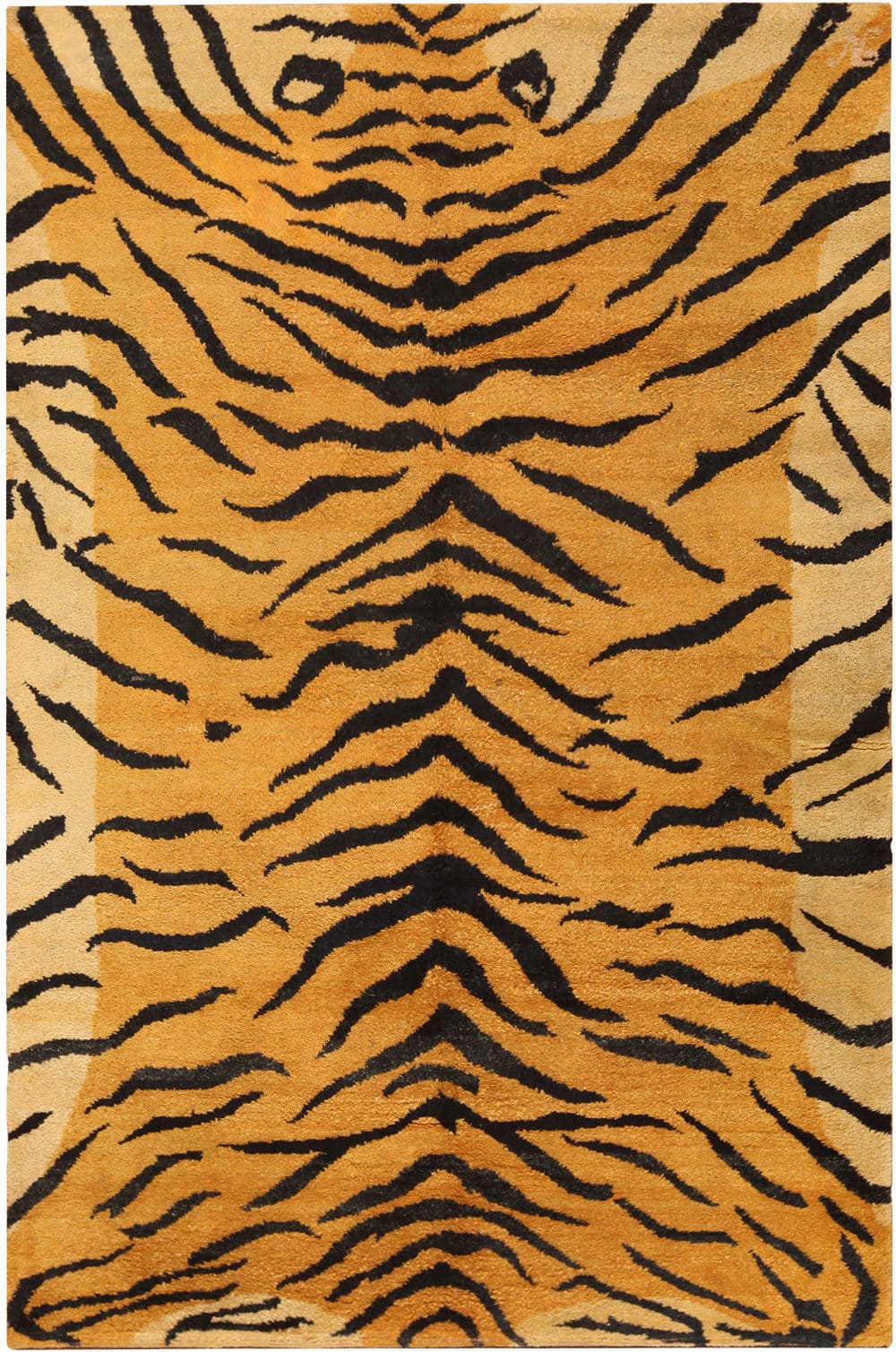 Custom Rug Ref #601061 Wool & Silk Custom Tiger Design Rug