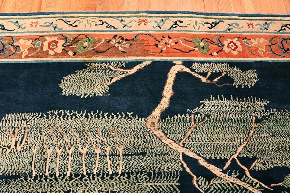 Antique Crane Landscape Chinese Carpet 49954 Nazmiyal Antique Rugs