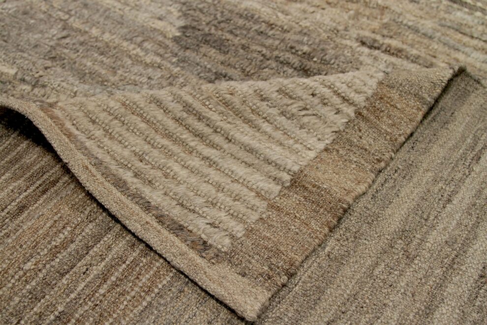 Brown Color Geometric Modern Distressed Rug 60830 by Nazmiyal