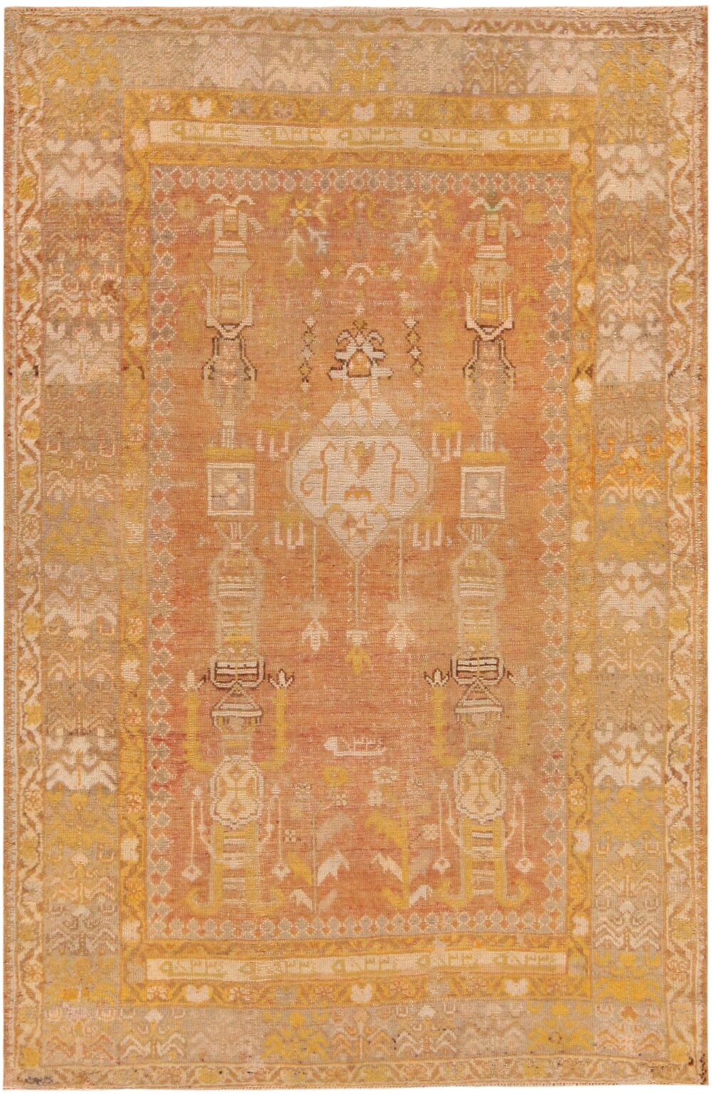 Antique Tribal Turkish Oushak Rug by Nazmiyal Rugs