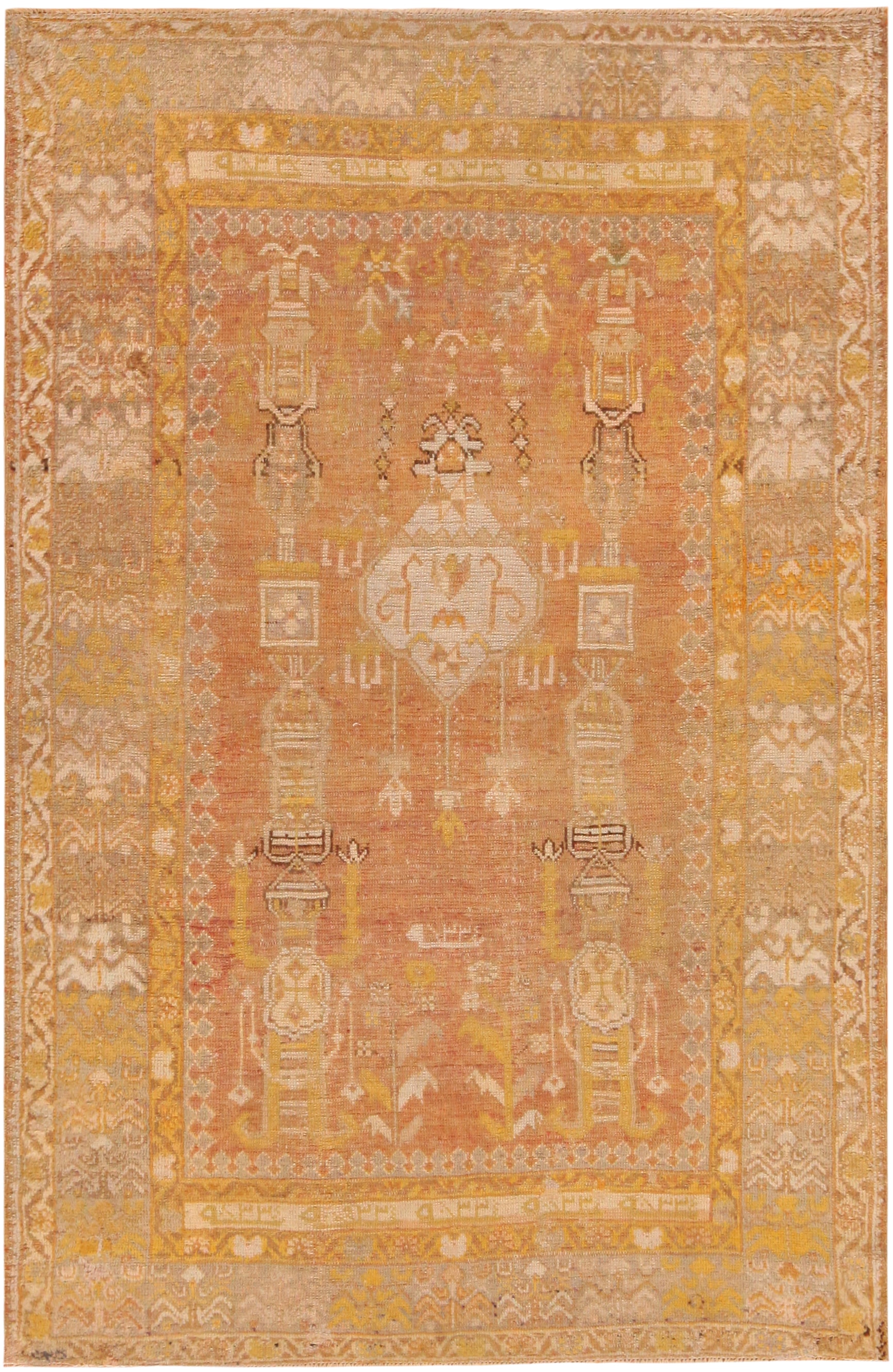 Antique Tribal Turkish Oushak Rug by Nazmiyal Rugs