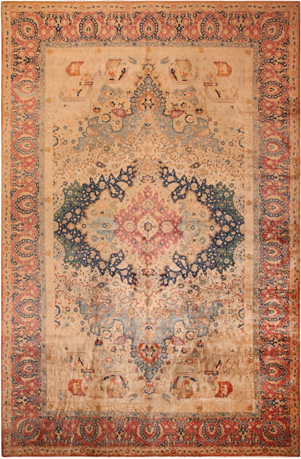 Silk Large Antique Persian Tabriz Rug 71986 by Nazmiyal