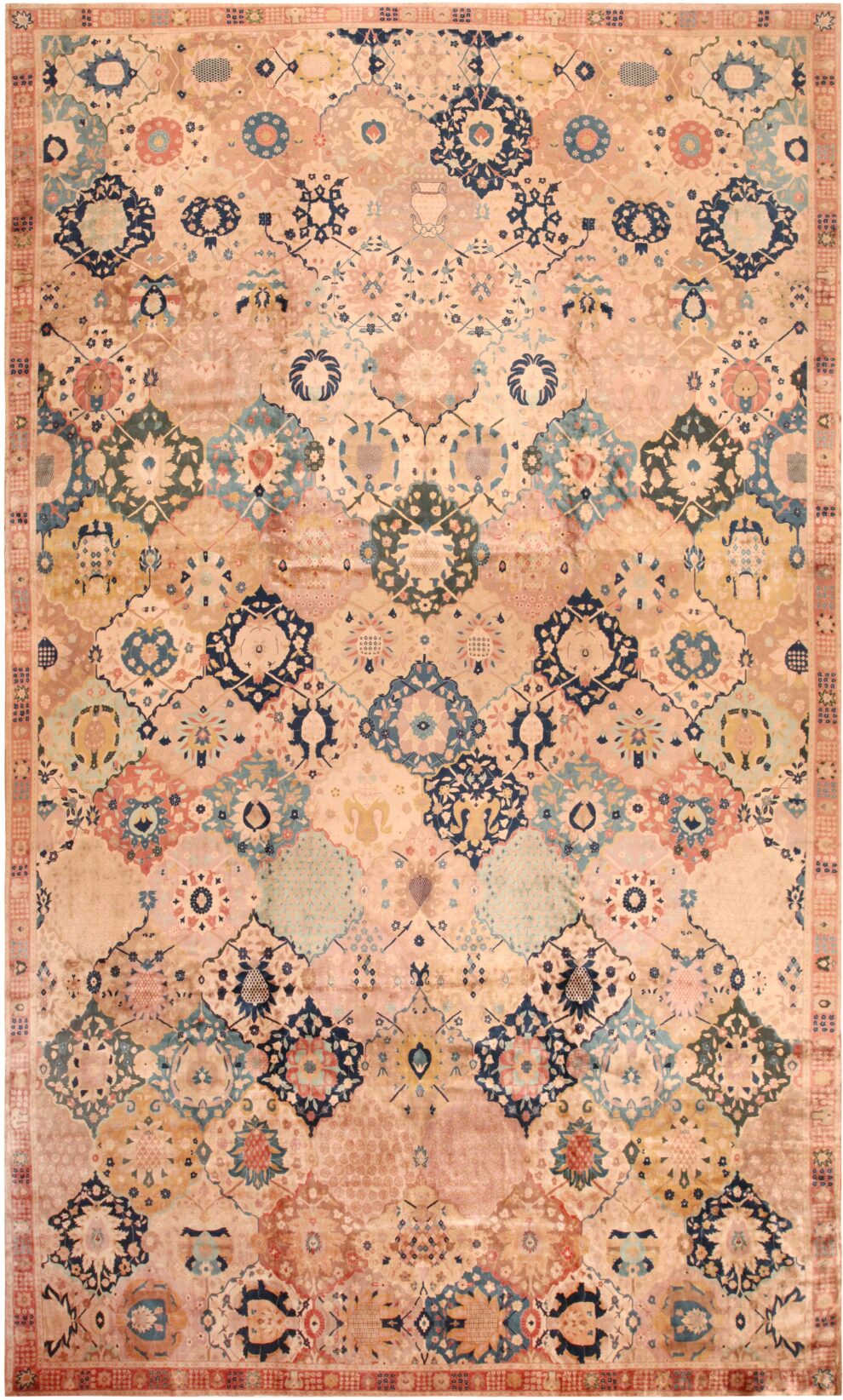Huge Rich Blue Antique Indian Agra Rug 71249 Nazmiyal Antique Rugs