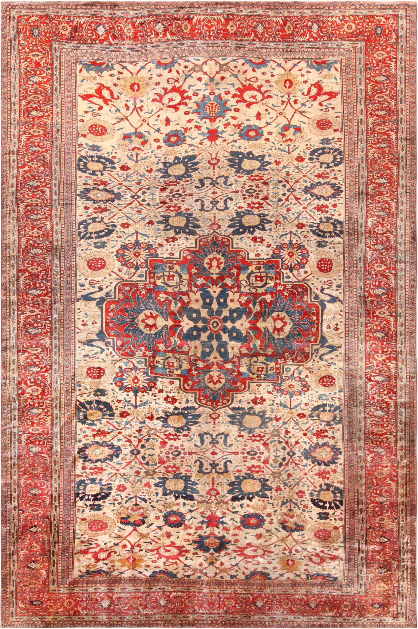 Antique Geometric Medallion Persian Heriz Nazmiyal Rugs