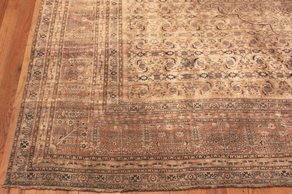 Silk Large Antique Persian Tabriz Rug 71986 by Nazmiyal