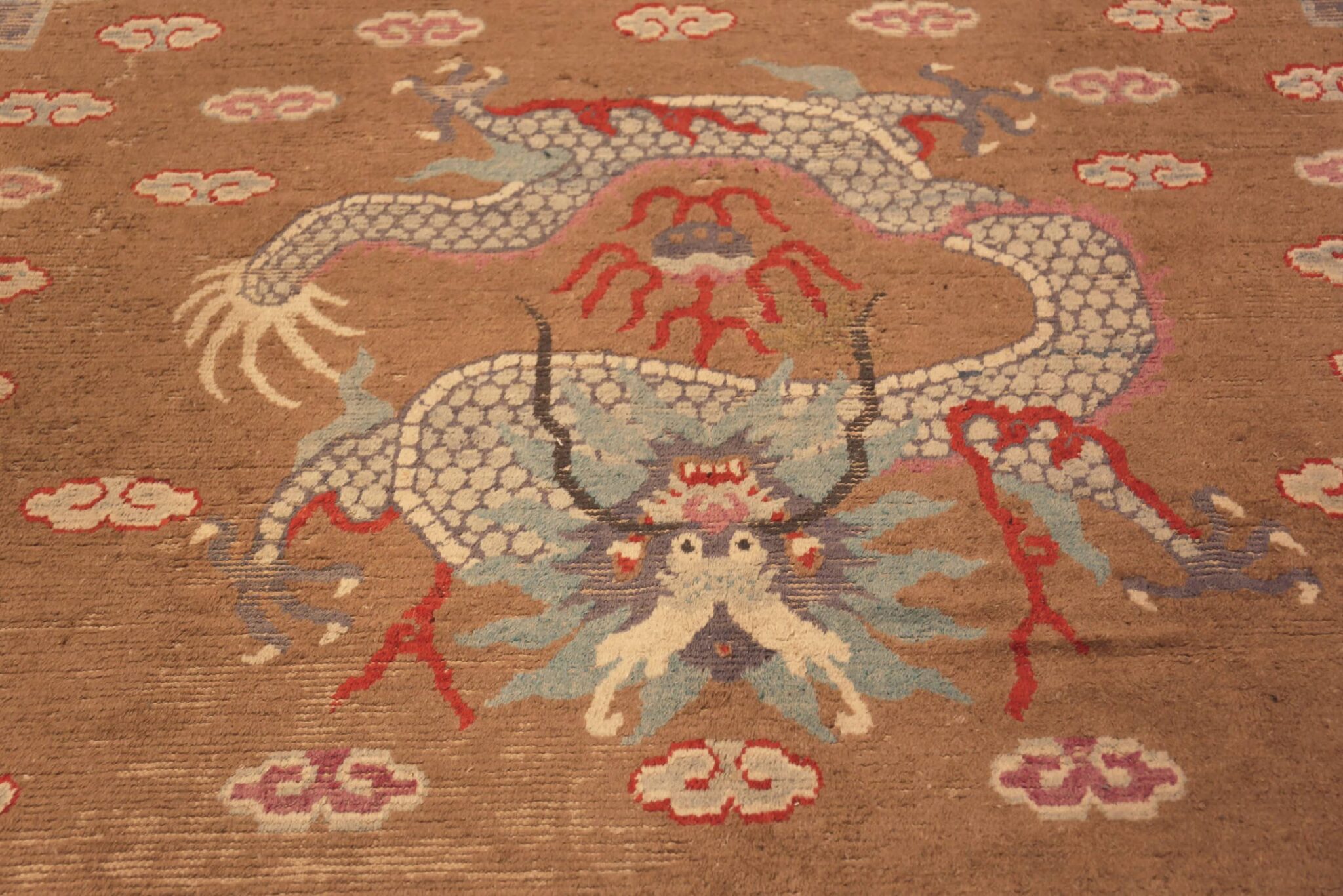 Antique Dragon Design Mongolian Rug 72319 by Nazmiyal