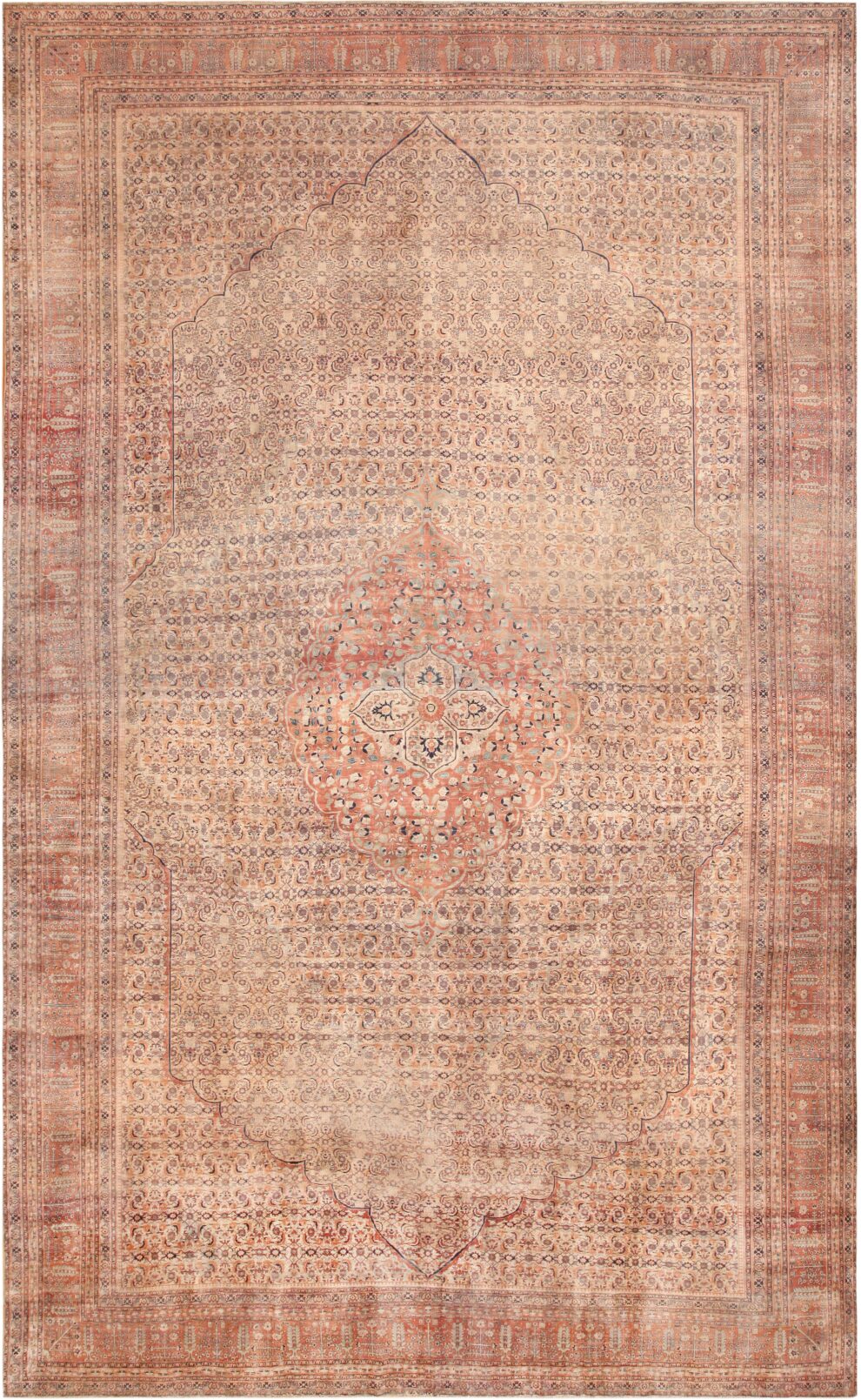 Silk Large Antique Persian Tabriz Rug 71986 by Nazmiyal