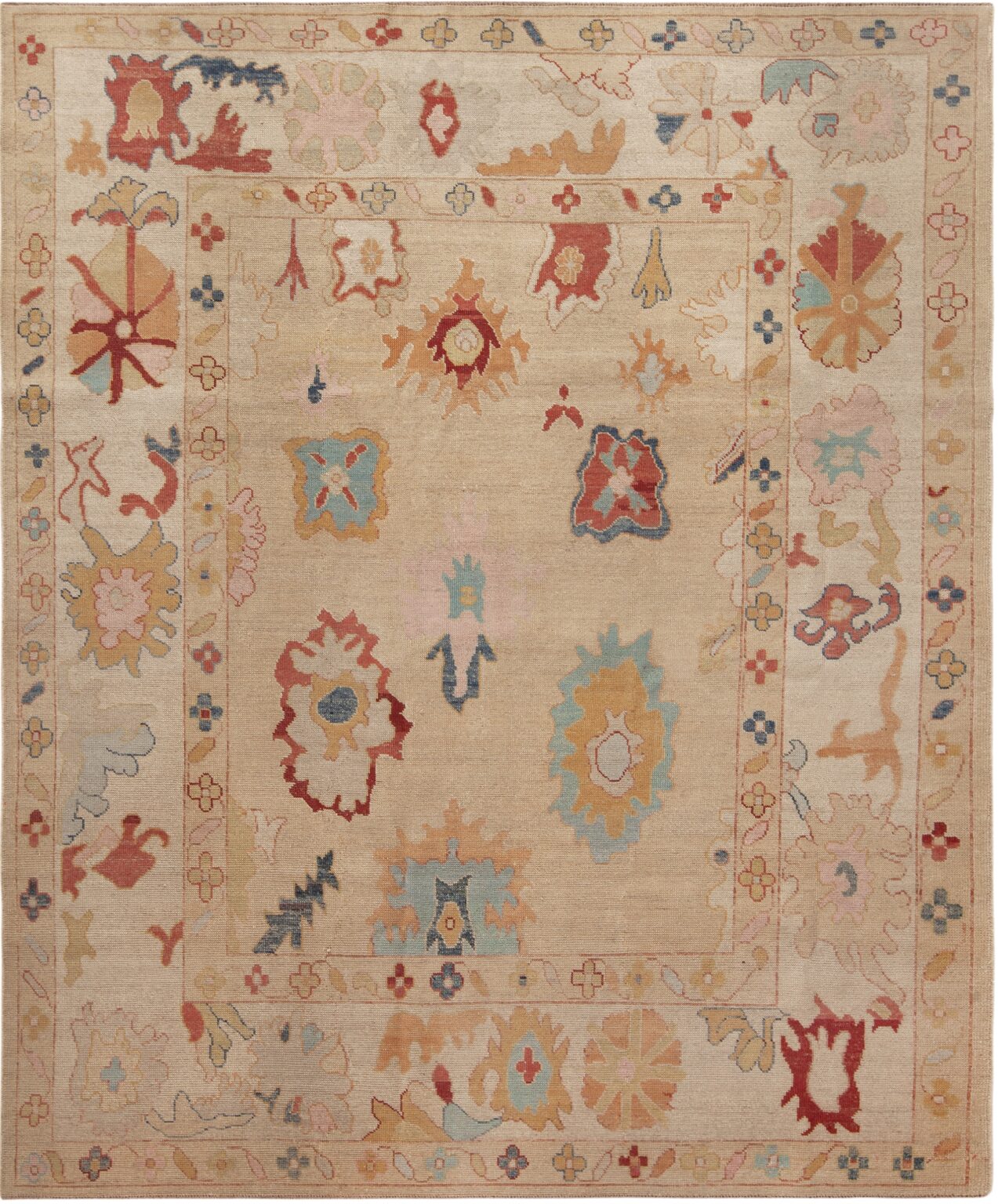 Contemporary Turkish Oushak Design Floral Area Rug 11378