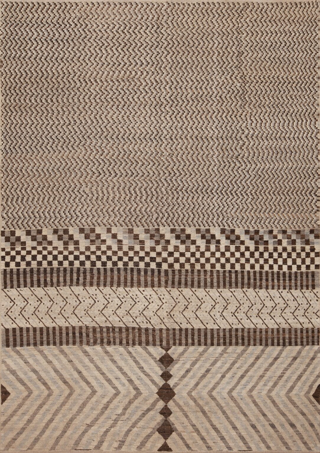 Silver Grey Geometric Chevron Deign Modern Rug 11267 Nazmiyal
