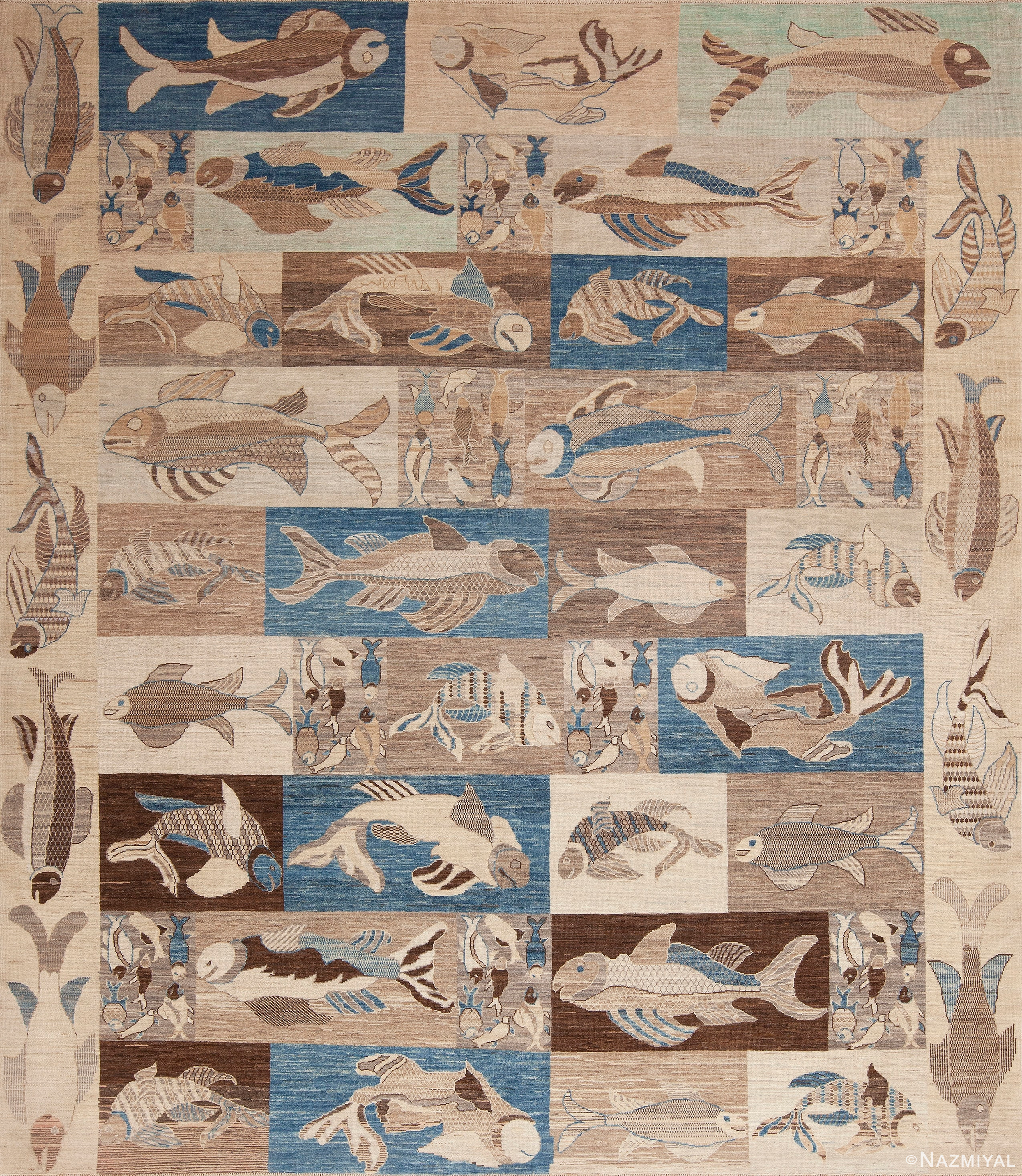 Phenomenal Artistic Aquatic Fish Pattern Modern Area Rug 11364