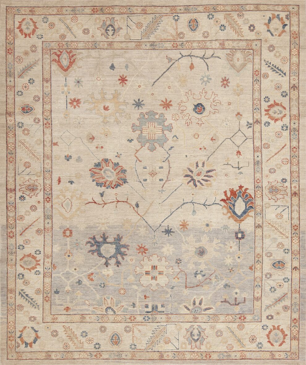 Contemporary Turkish Oushak Design Floral Area Rug 11378
