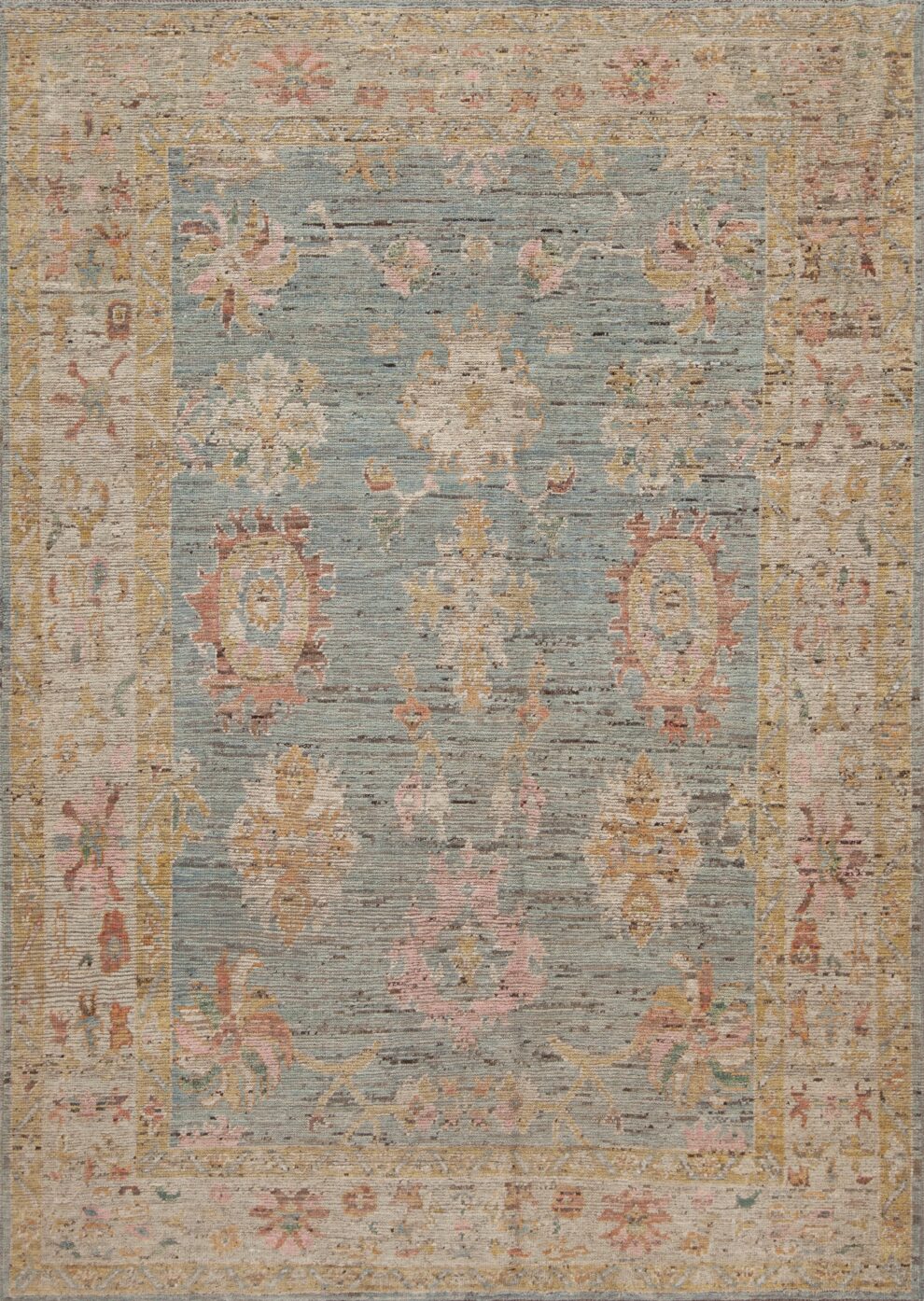 Light Blue Modern Turkish Oushak Room Size Rug 11333 Nazmiyal