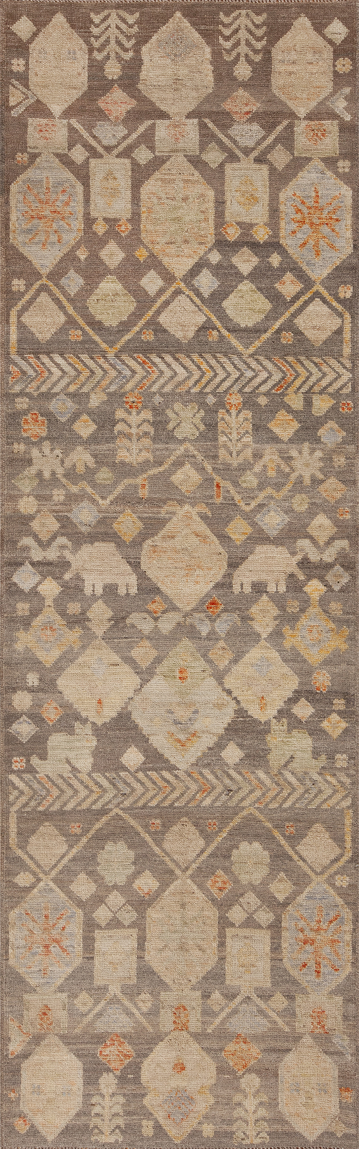 Tribal Geometric Design Earthy Modern Runner Rug 11023