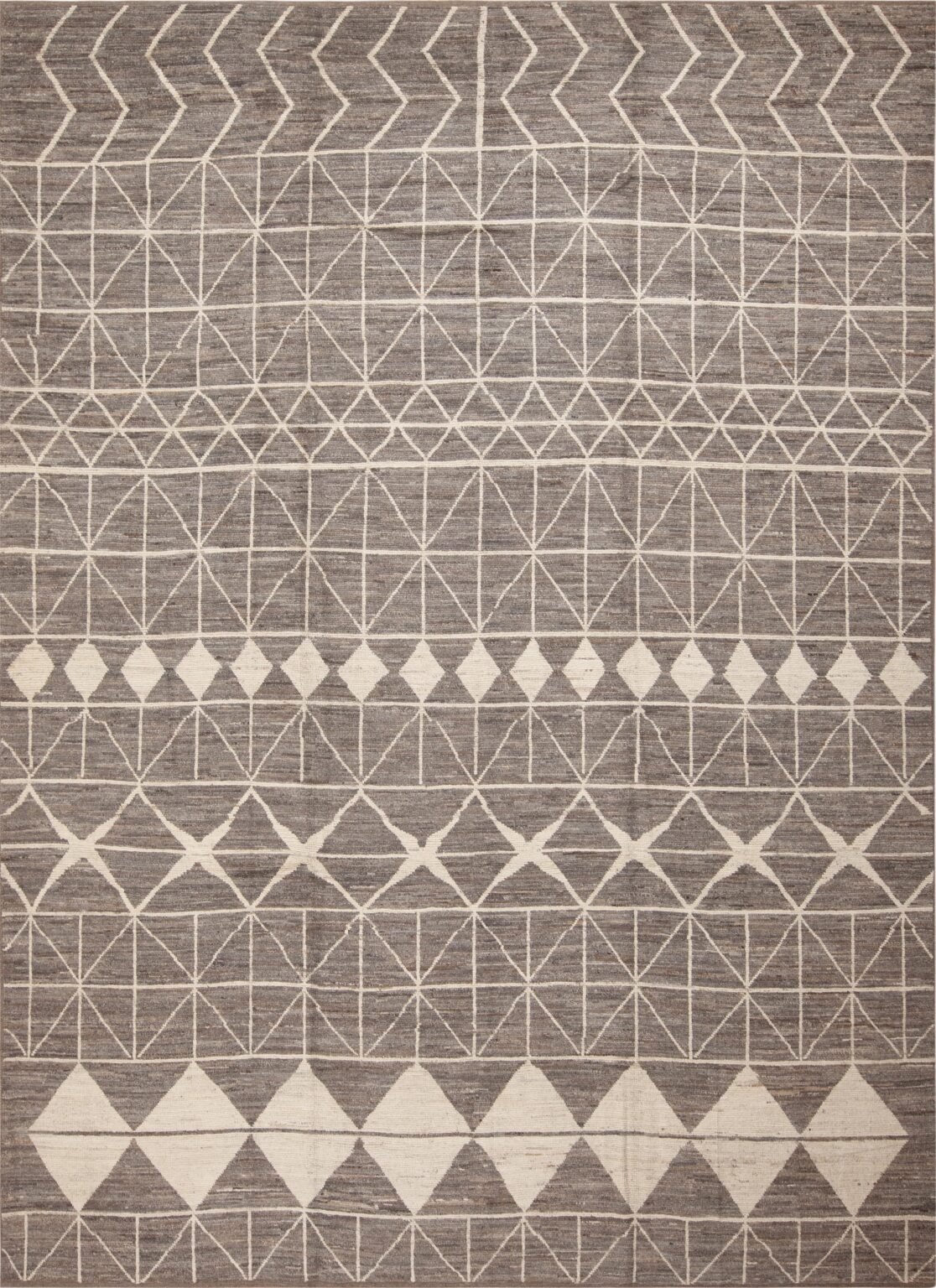 Gray and Cream Tribal Modern Area Rug 11569 Nazmiyal Rugs