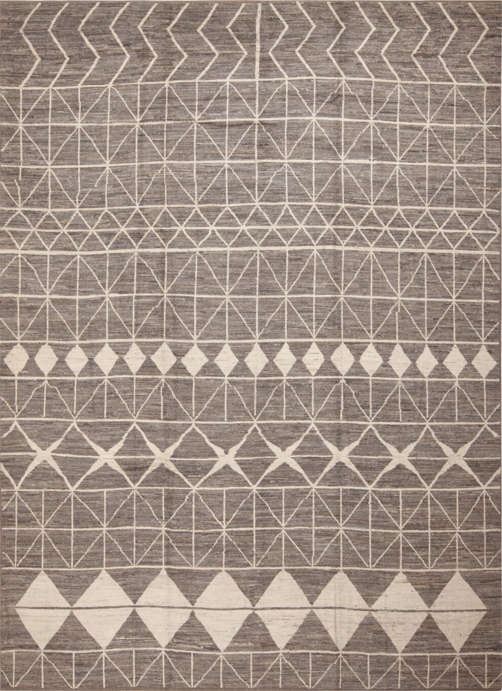Gray and Cream Tribal Modern Area Rug 11569 Nazmiyal Rugs