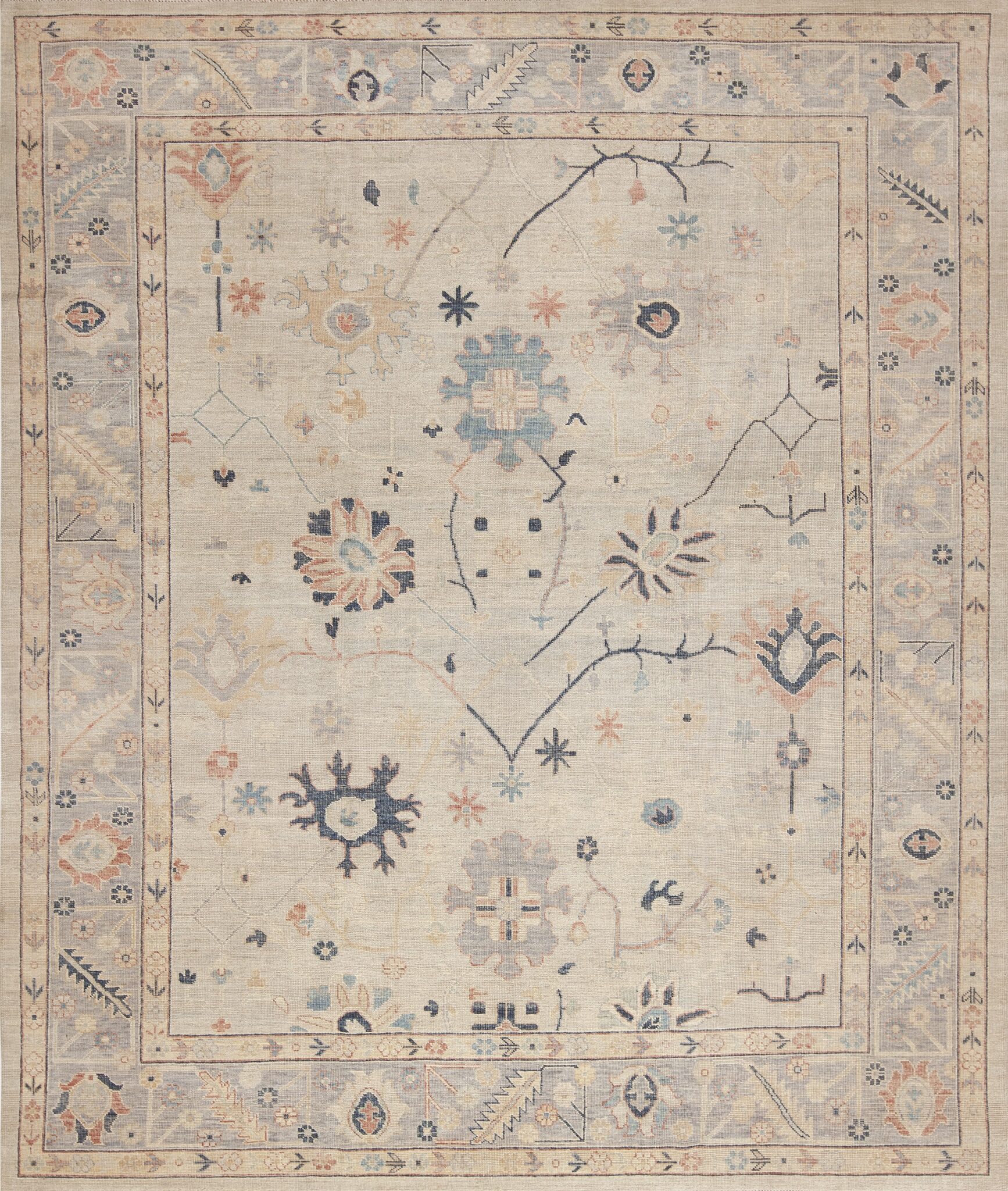 Contemporary Turkish Oushak Design Floral Area Rug 11378