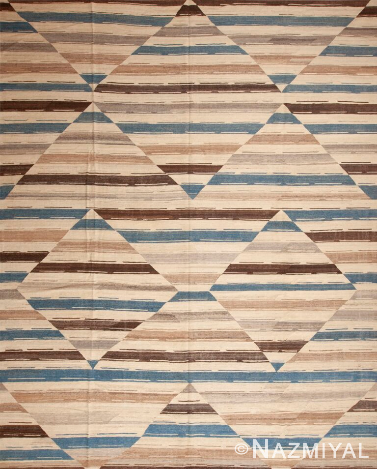 Stripped Modern Turkish Rag Rug 72215 by Nazmiyal Rugs