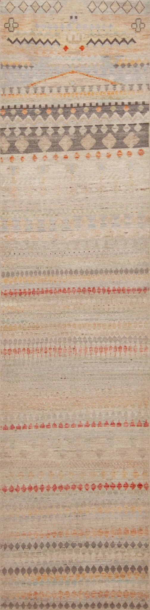 Tribal Geometric Modern Hallway Runner Rug 11062 Nazmiyal