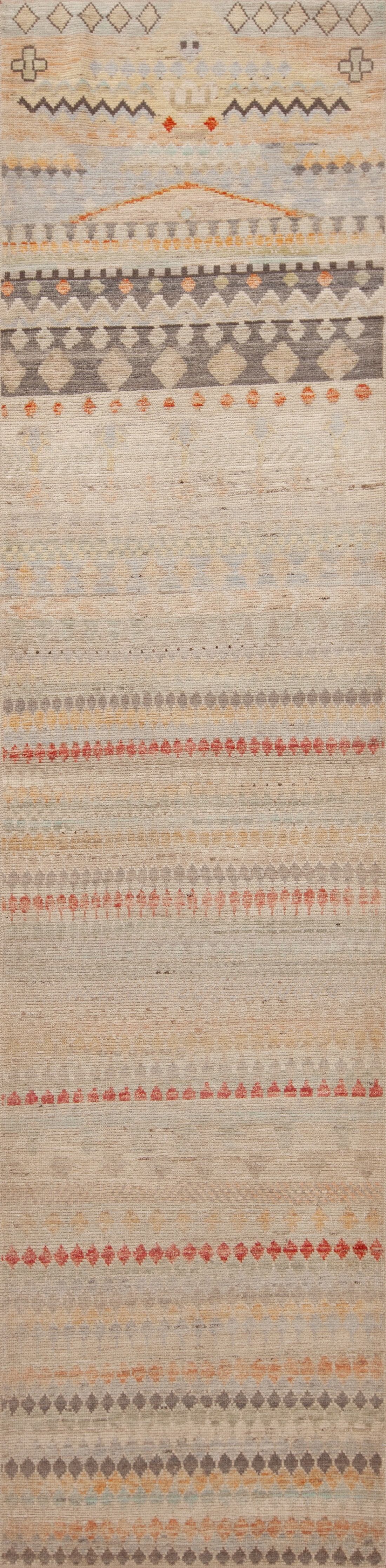 Tribal Geometric Modern Hallway Runner Rug 11062 Nazmiyal