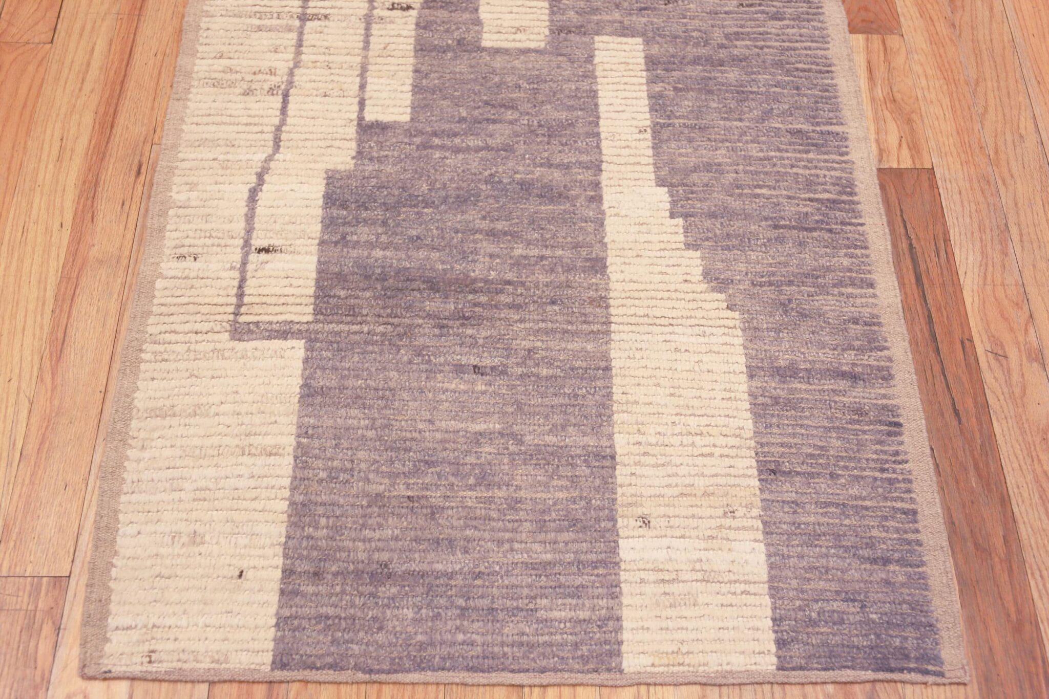 Tribal Geometric Neutral Modern Hall Runner Rug 11176 Nazmiyal