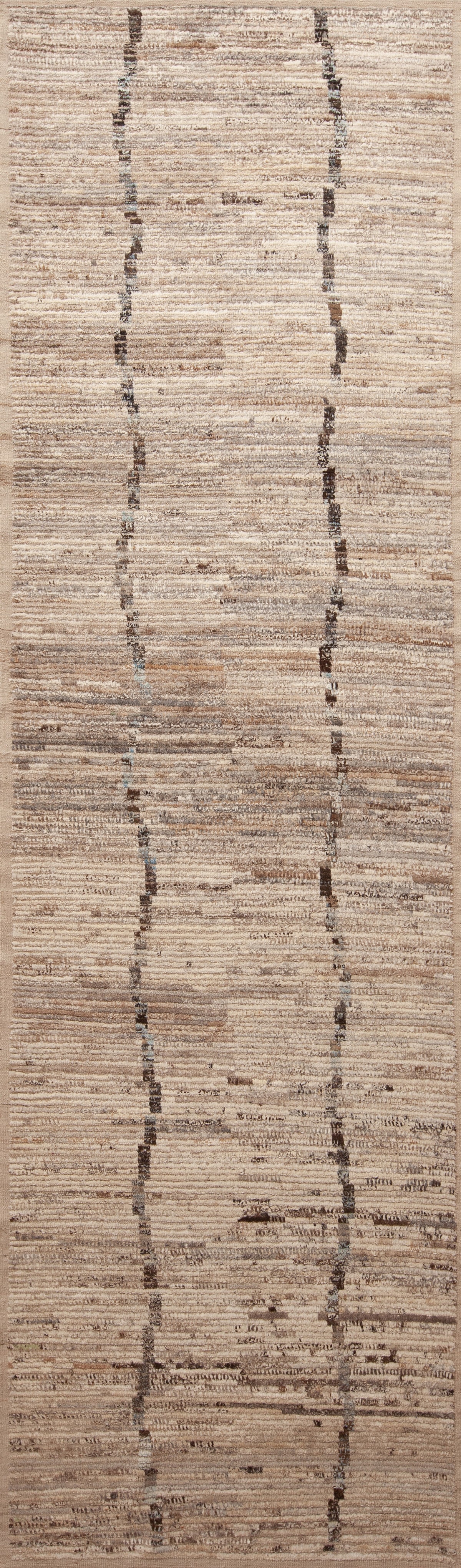 Earthy Grey Tribal Minimalist Modern Runner Rug 11082 Nazmiyal