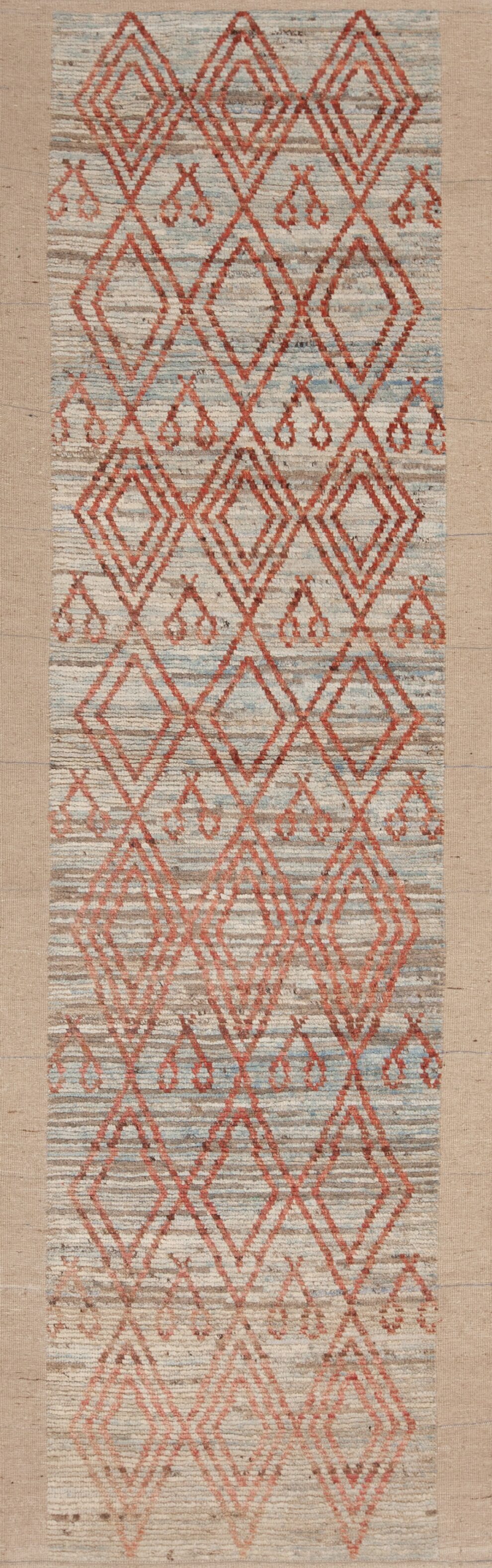 Tribal Nomadic Light Color Modern Runner Rug 11014 Nazmiyal