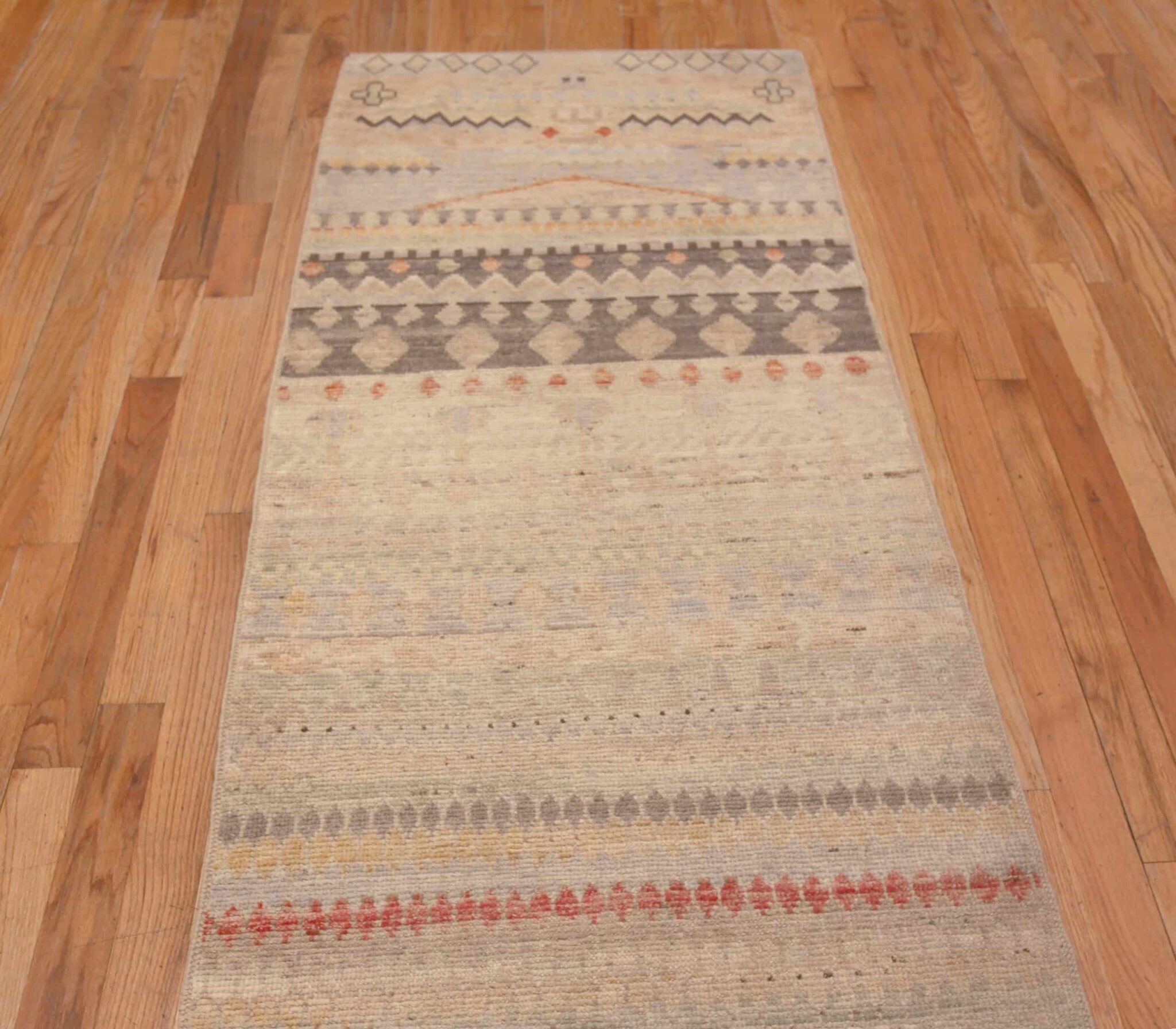 Tribal Geometric Modern Hallway Runner Rug 11062 Nazmiyal