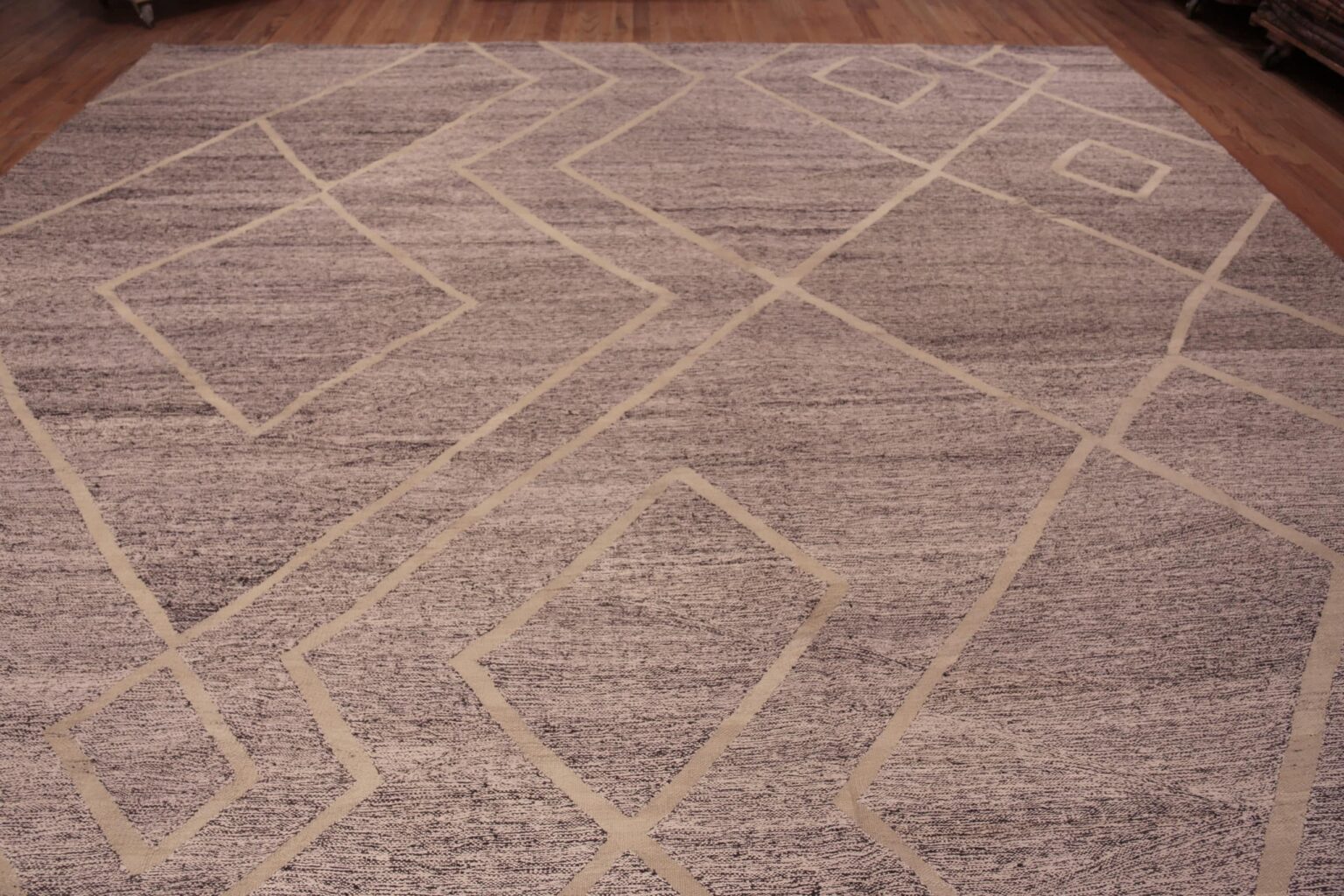 Grey Geometric Large Modern Flatweave Kilim Rug 11839