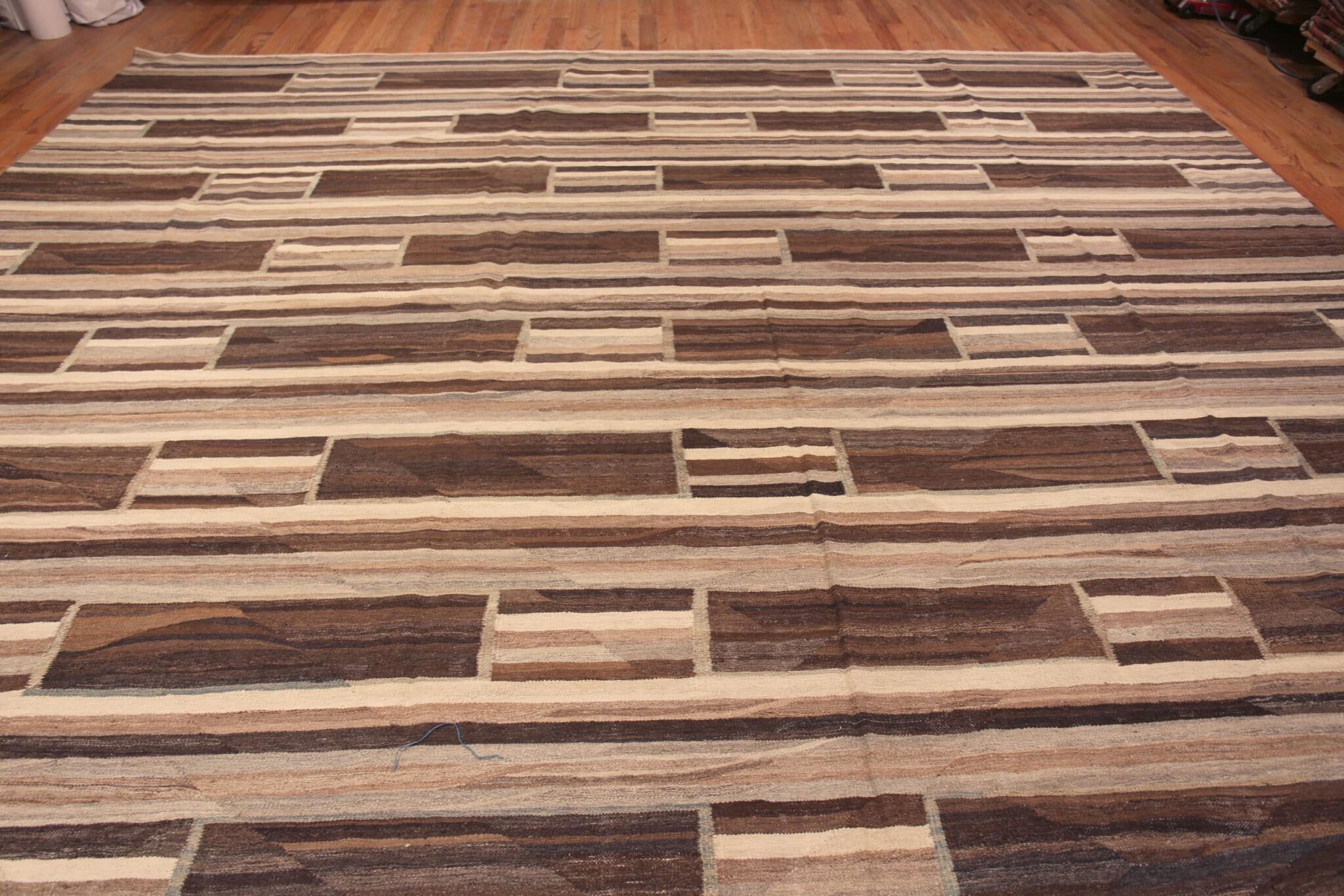 Modern Flat Woven Brown Geometric Large Kilim Rug 11838